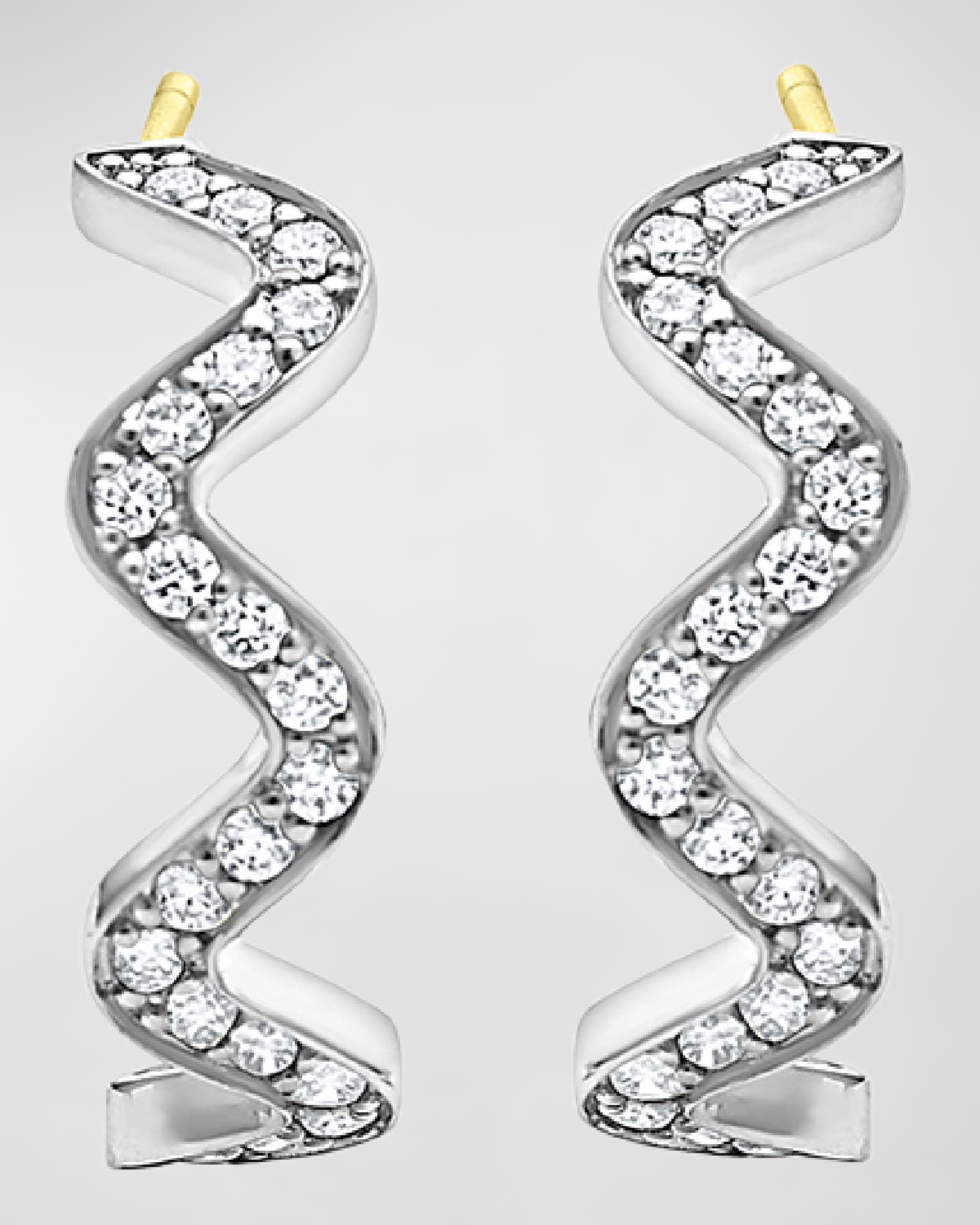 LAGOS Caviar Spark Diamond Wave Hoop Earrings in Sterling Silver | Neiman Marcus