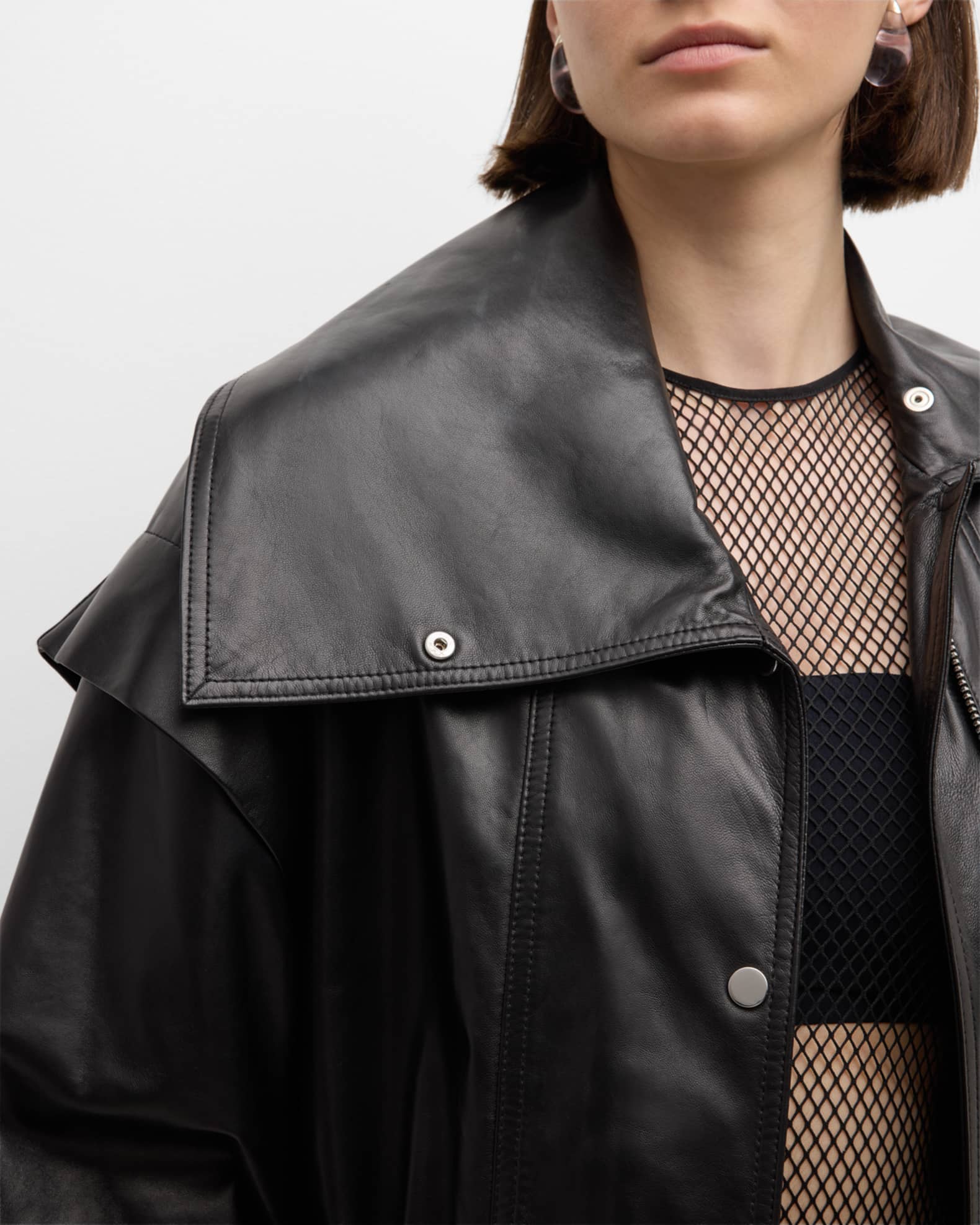 Salon 1884 Misha Leather Track Jacket | Neiman Marcus