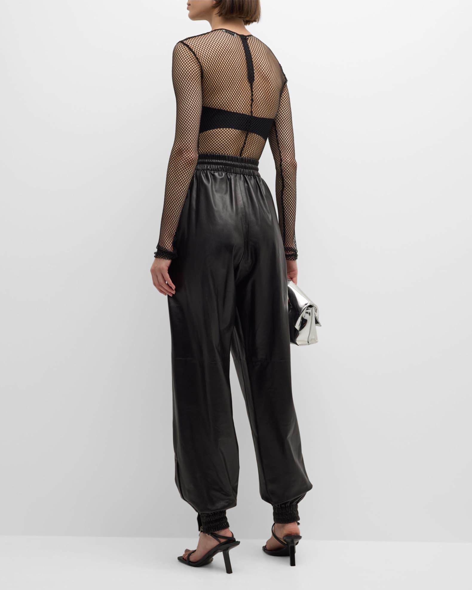 Salon 1884 Tyce Fishnet Long-Sleeve Bodysuit | Neiman Marcus