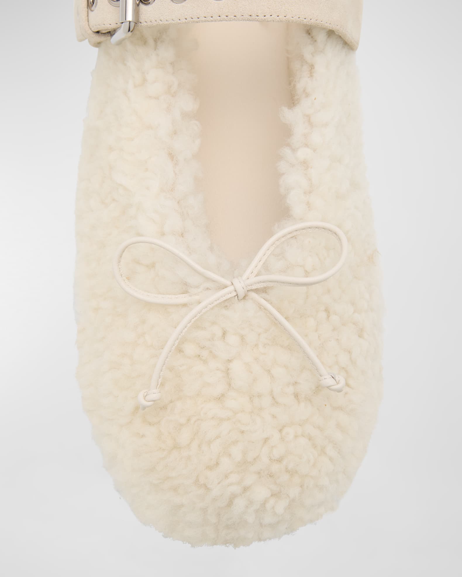 Miu Miu Shearling Mary Jane Ballerina Flats | Neiman Marcus