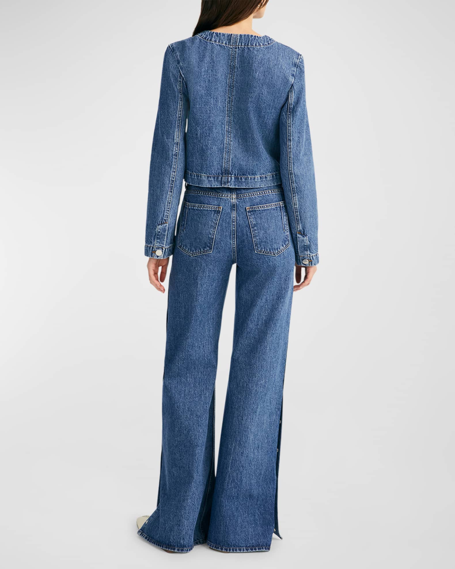 Derek Lam 10 Crosby Ezra Collarless Denim Jacket | Neiman Marcus