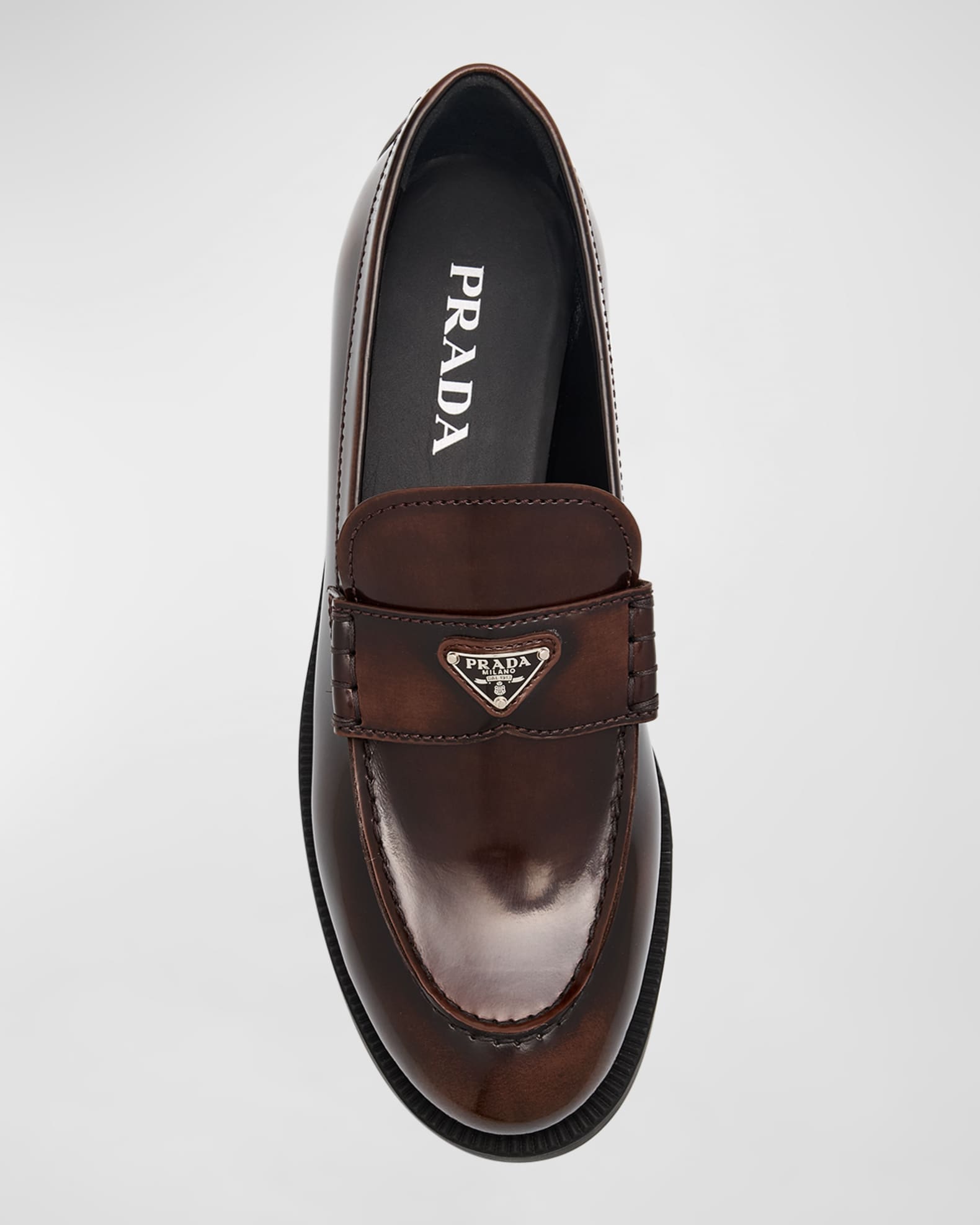 Prada Calfskin Logo Slip-On Loafers | Neiman Marcus
