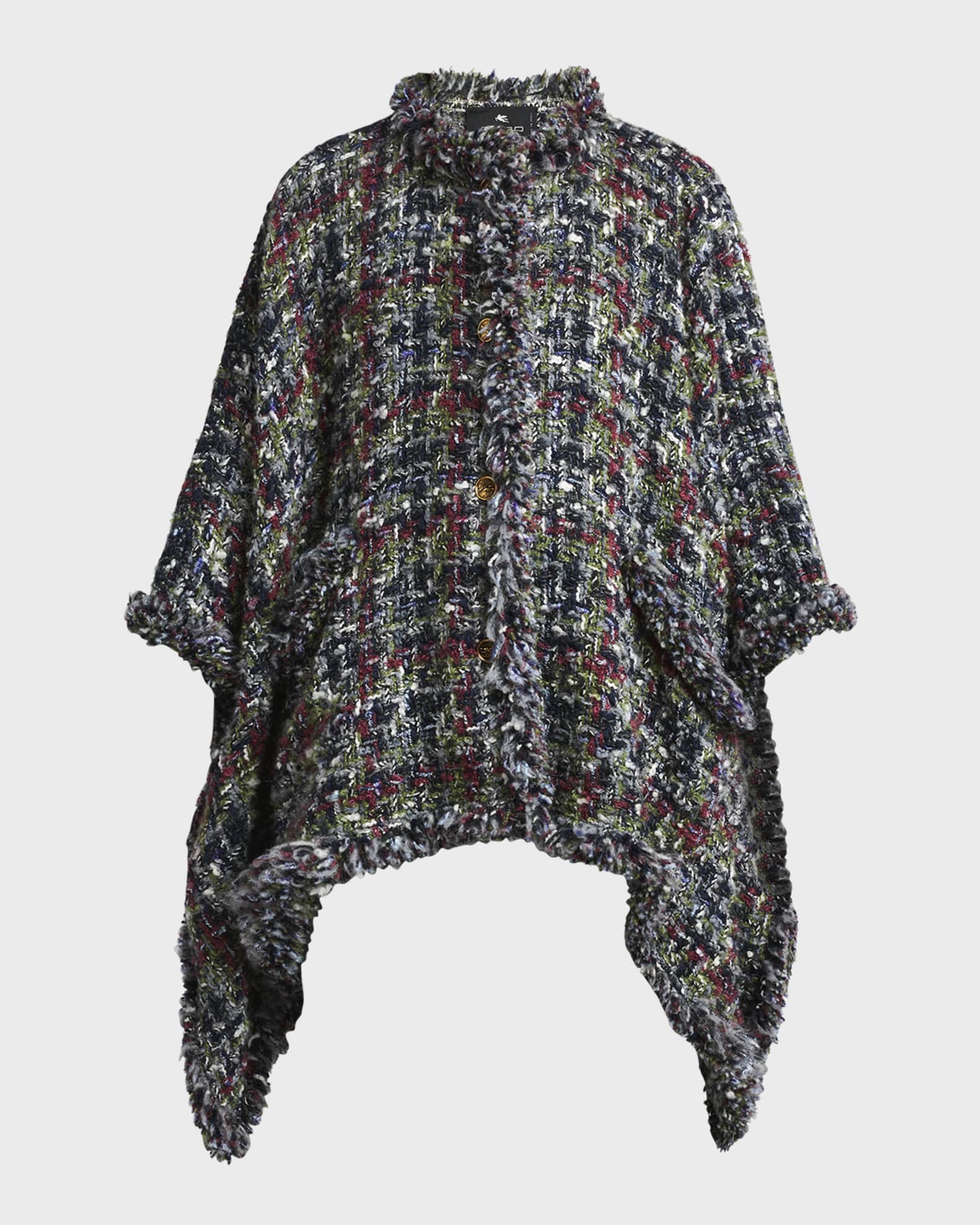 Etro Tweed Wool-Blend Cape | Neiman Marcus