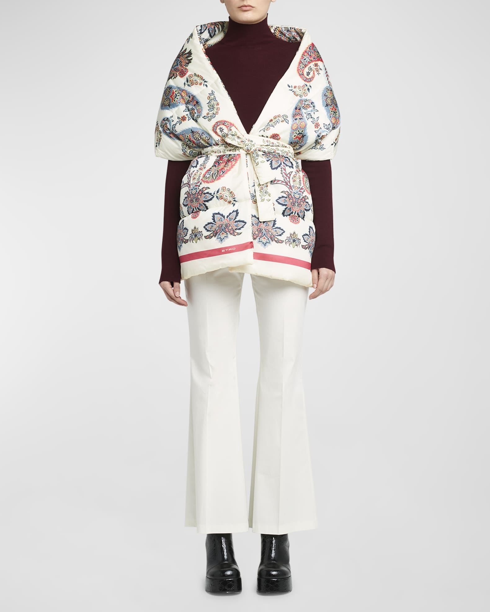 Etro Paisley Quilted Wool-Blend Scarf | Neiman Marcus