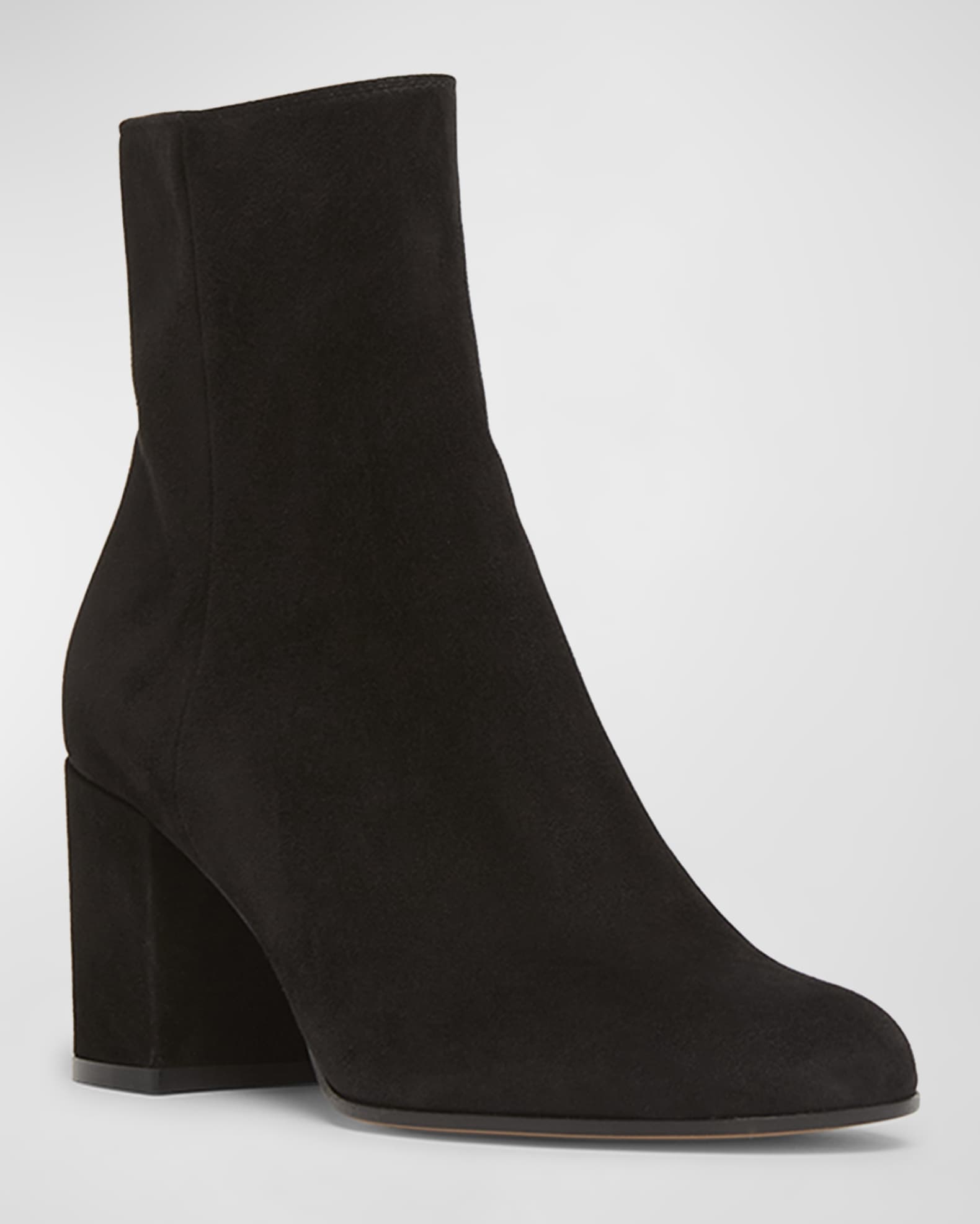 Gianvito Rossi Joelle Suede Block-Heel Booties | Neiman Marcus