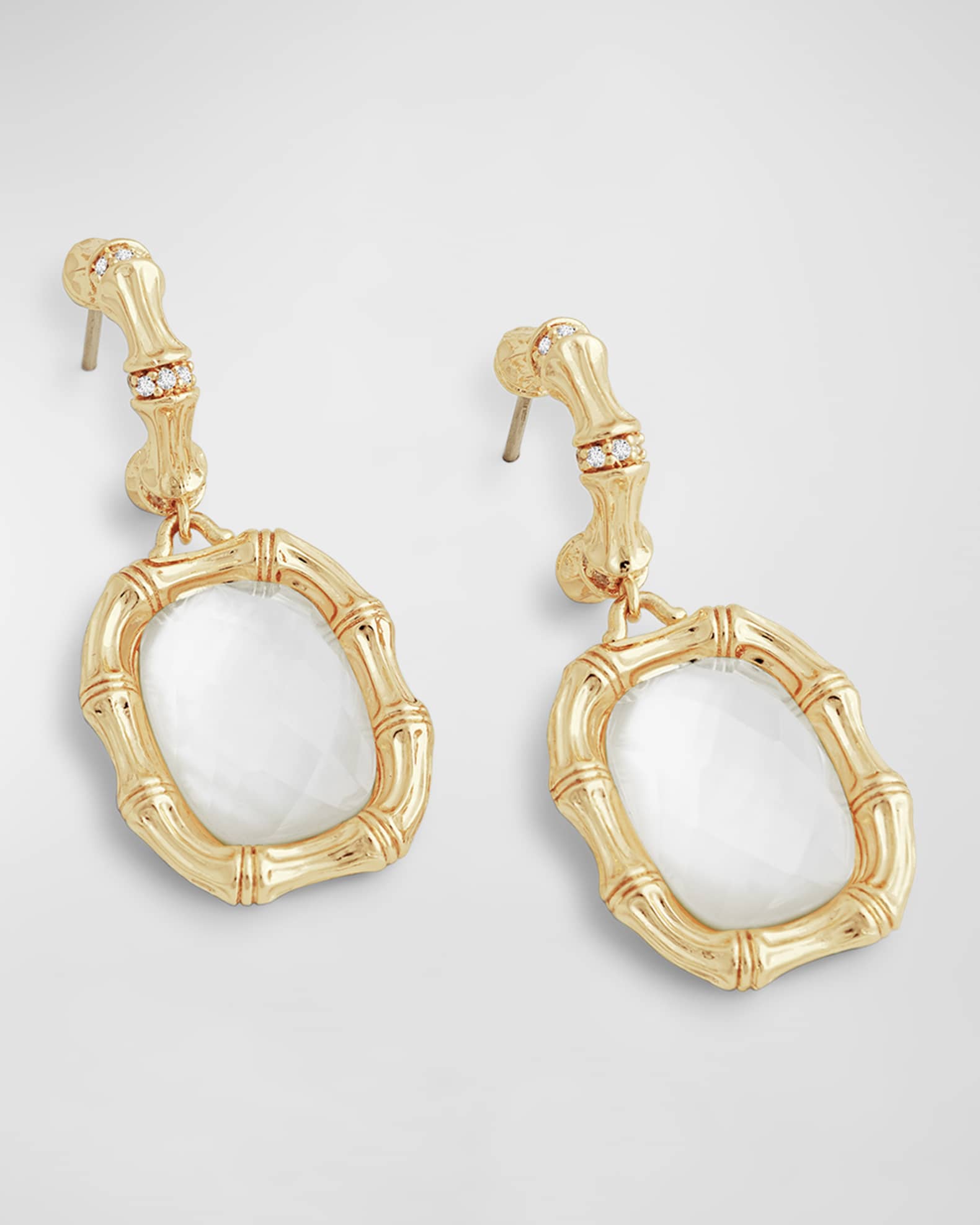 Anabel Aram Jewelry Bamboo with Stone Drop Earrings | Neiman Marcus