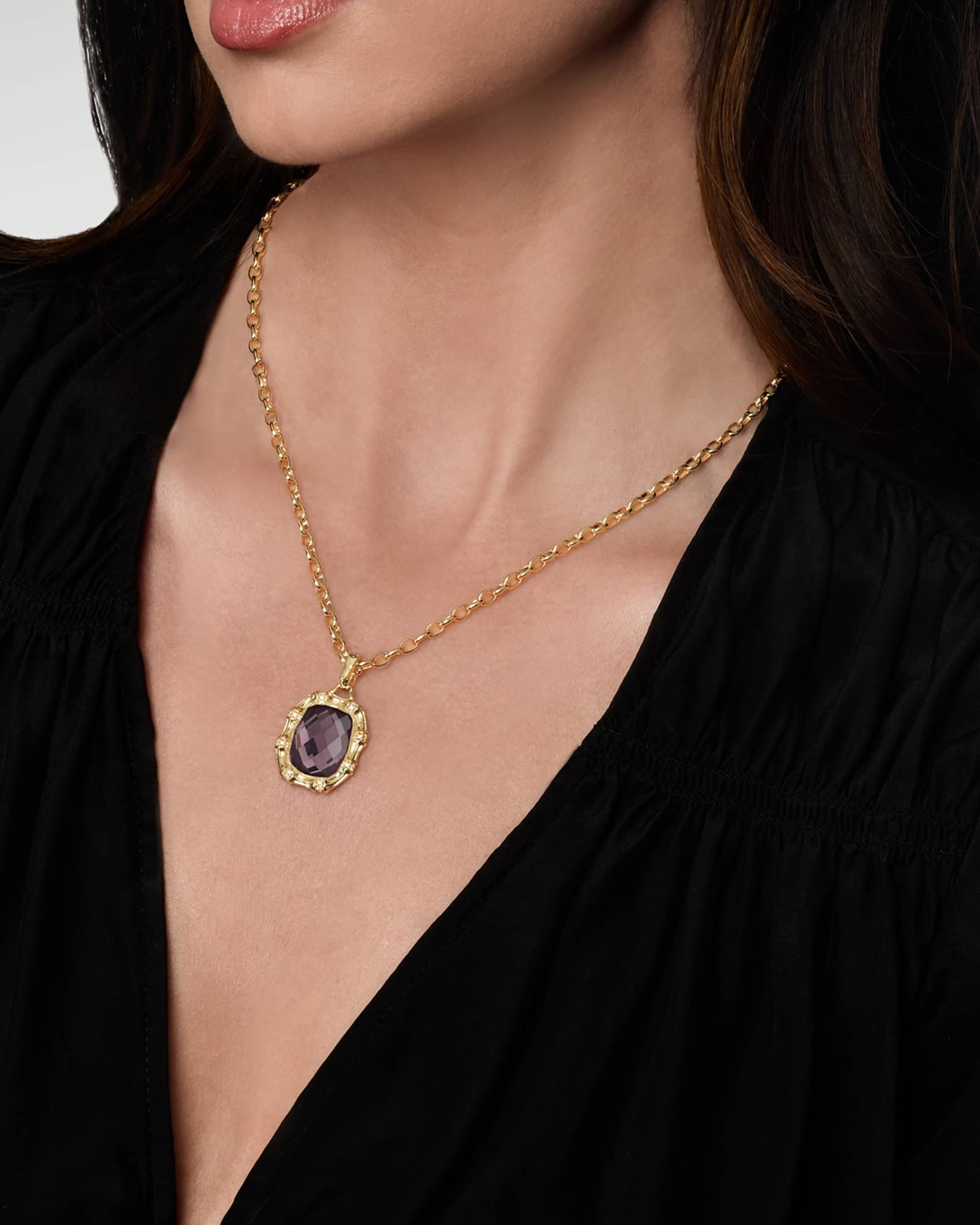 Anabel Aram Jewelry Bamboo with Stone Pendant Necklace | Neiman Marcus