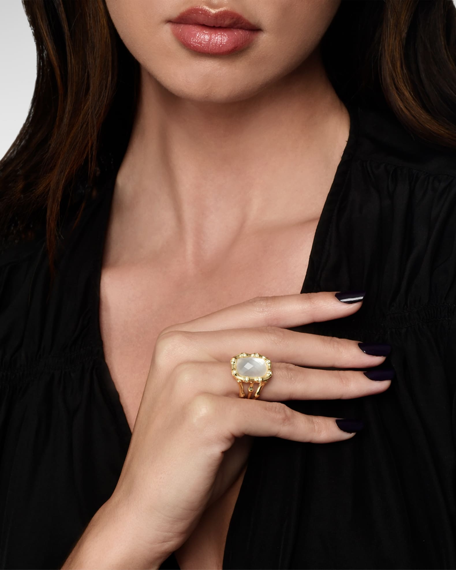 Anabel Aram Jewelry Bamboo with Stone Ring | Neiman Marcus