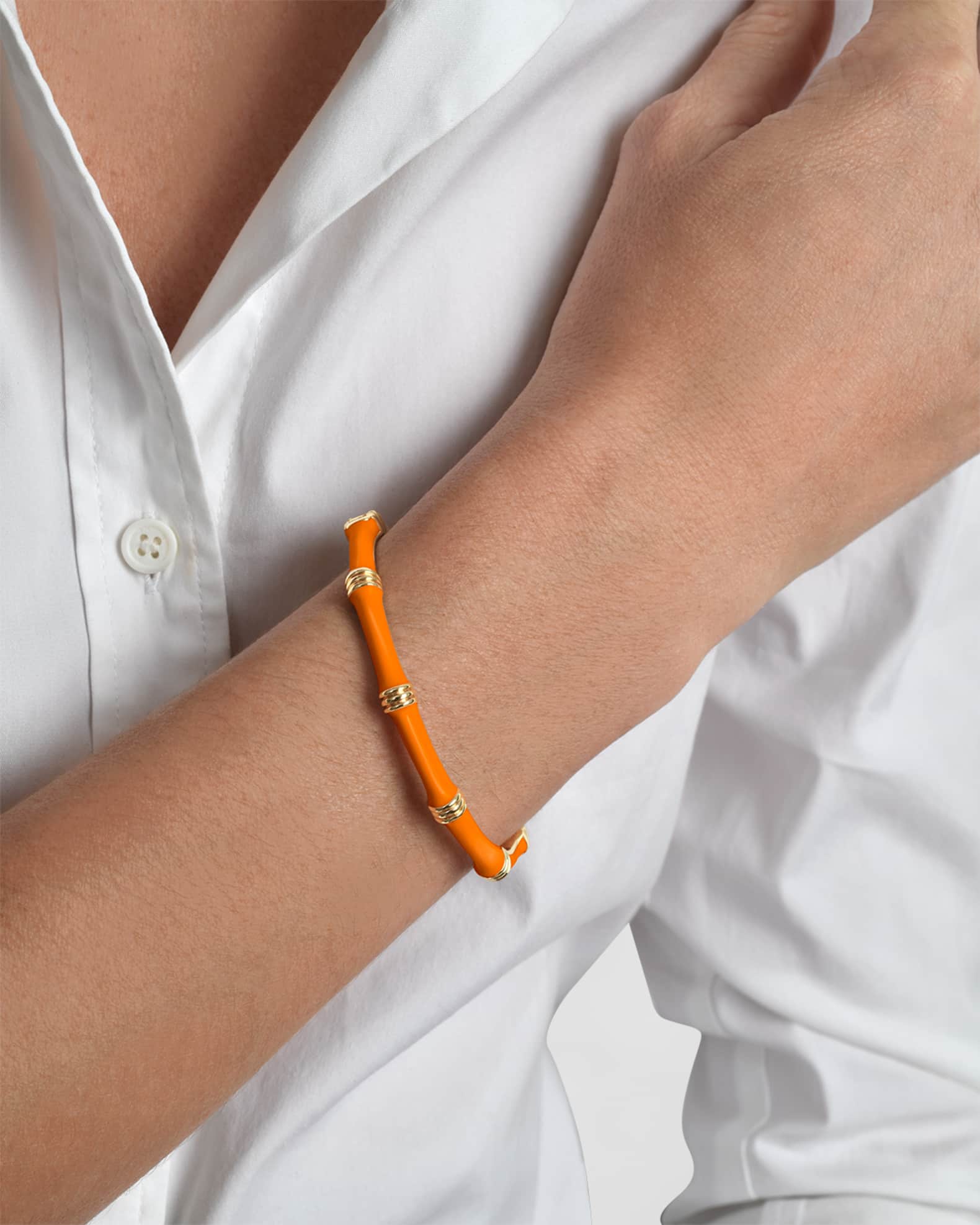 Anabel Aram Jewelry Bamboo Enameled Hinged Bangle | Neiman Marcus