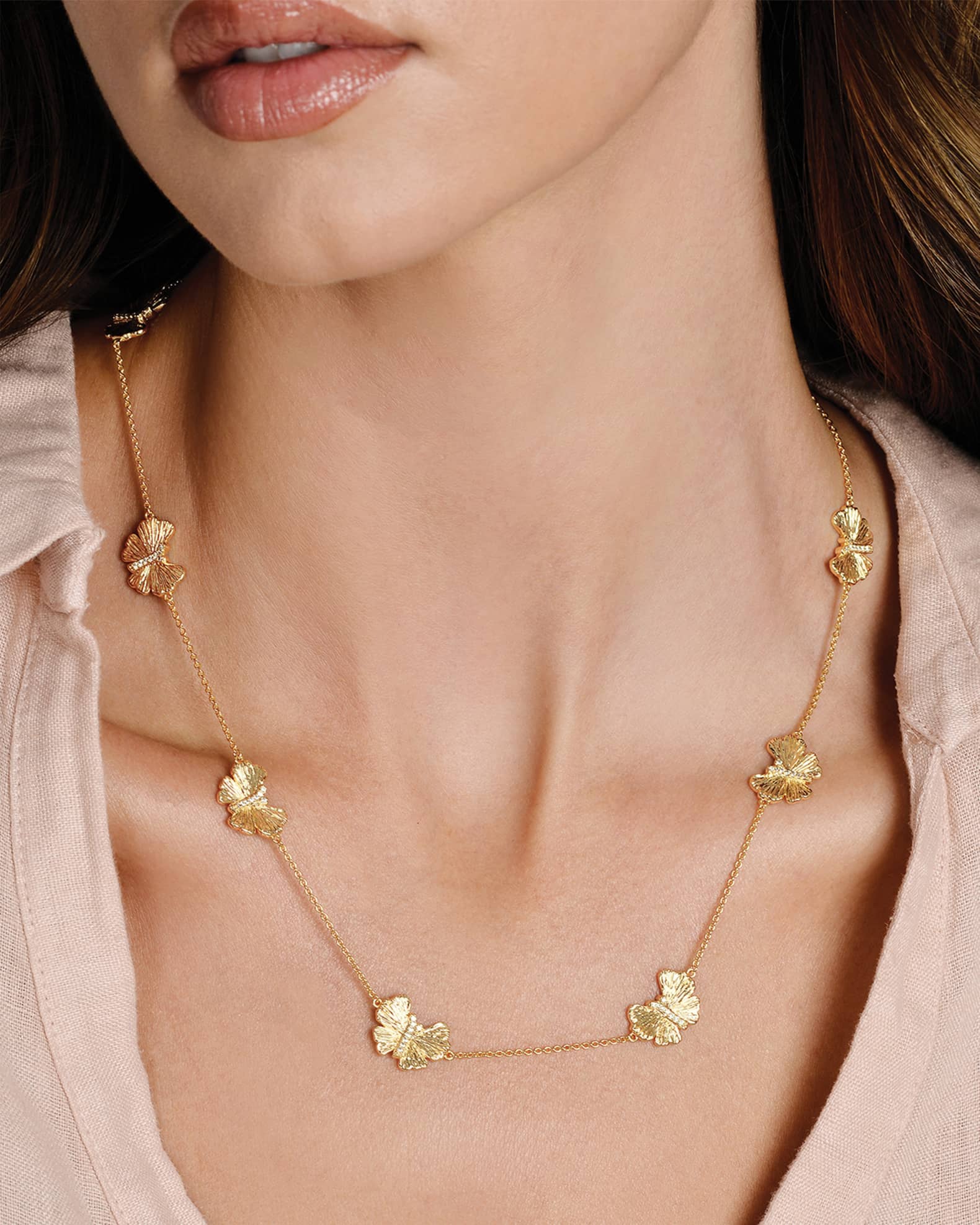 Anabel Aram Jewelry Butterfly Gold Station Necklace | Neiman Marcus