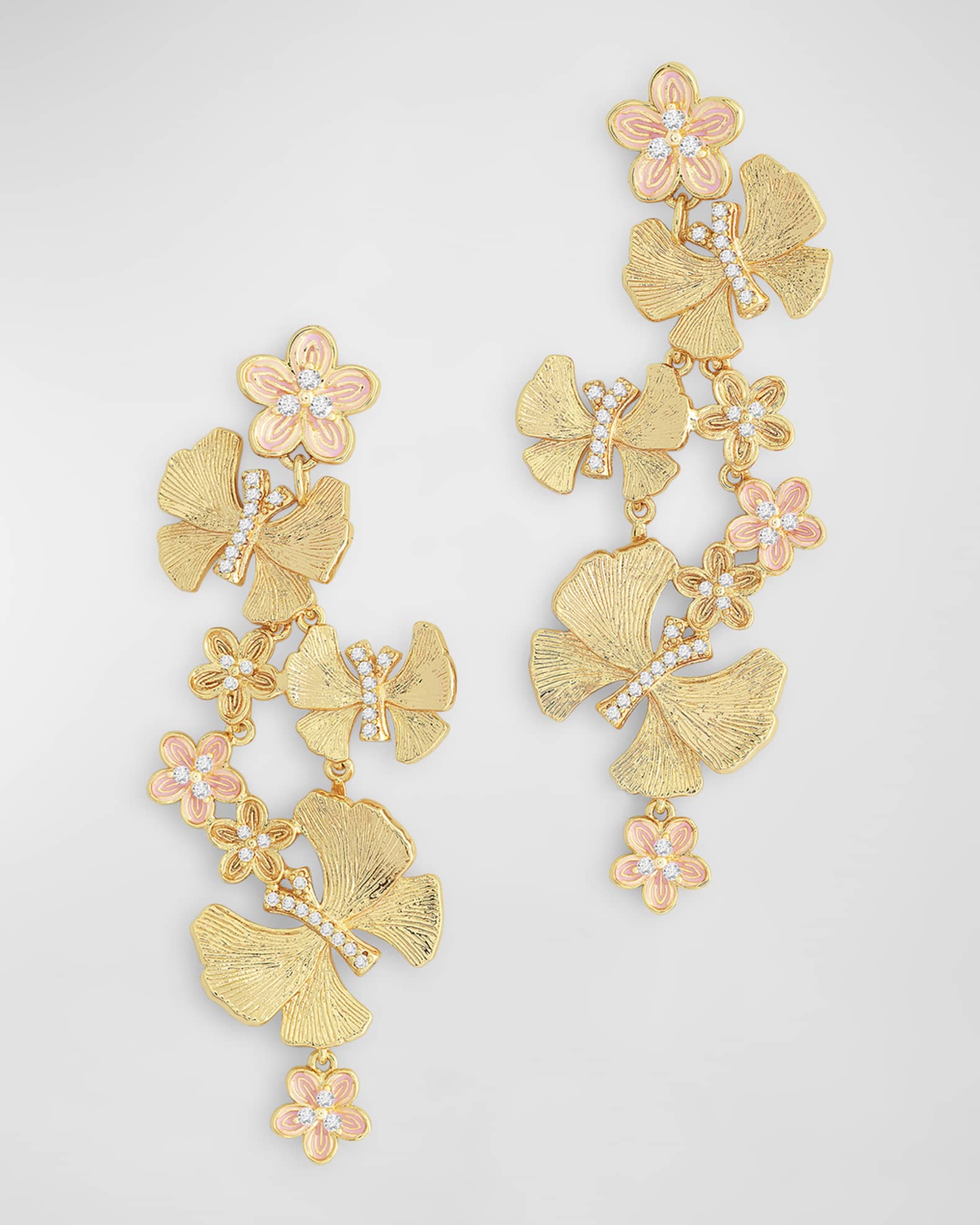 Anabel Aram Jewelry Butterfly with Flowers Dangle Earrings | Neiman Marcus