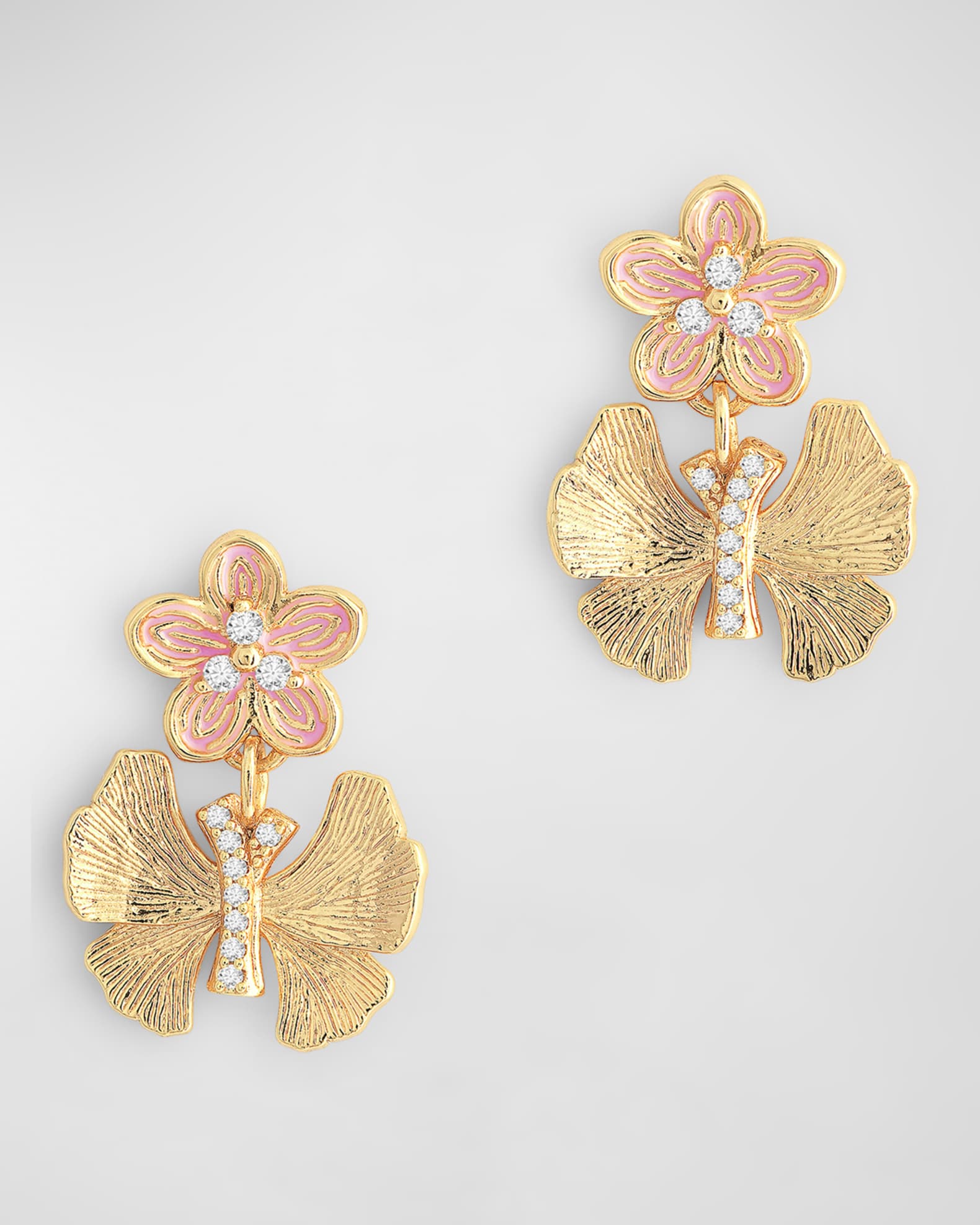 Anabel Aram Jewelry Butterfly with Enamel Flower Earrings | Neiman Marcus