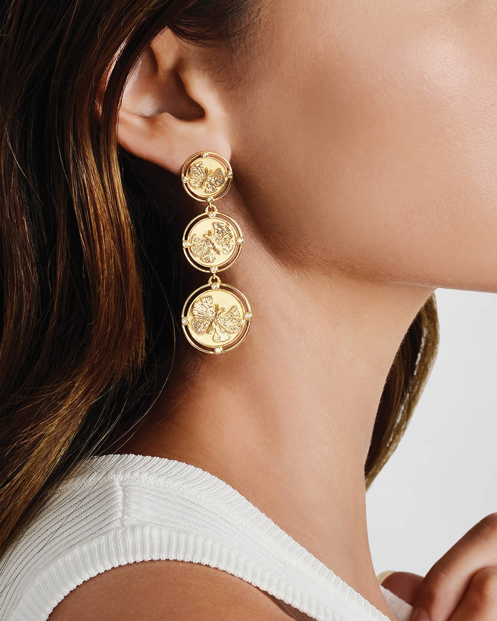 Anabel Aram Jewelry Butterfly Coin Drop Earrings | Neiman Marcus