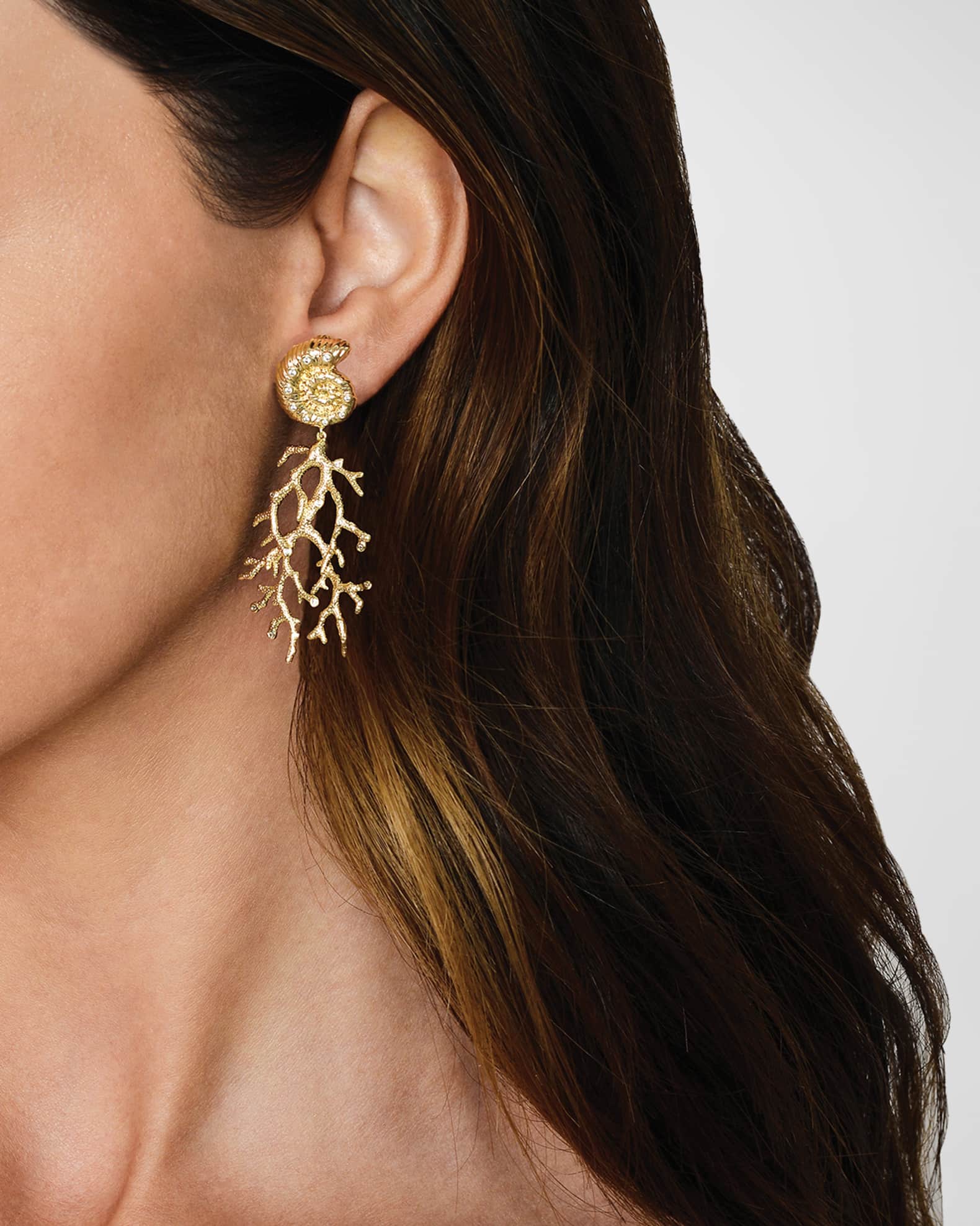 Anabel Aram Jewelry Shell with Coral Drop Earrings | Neiman Marcus