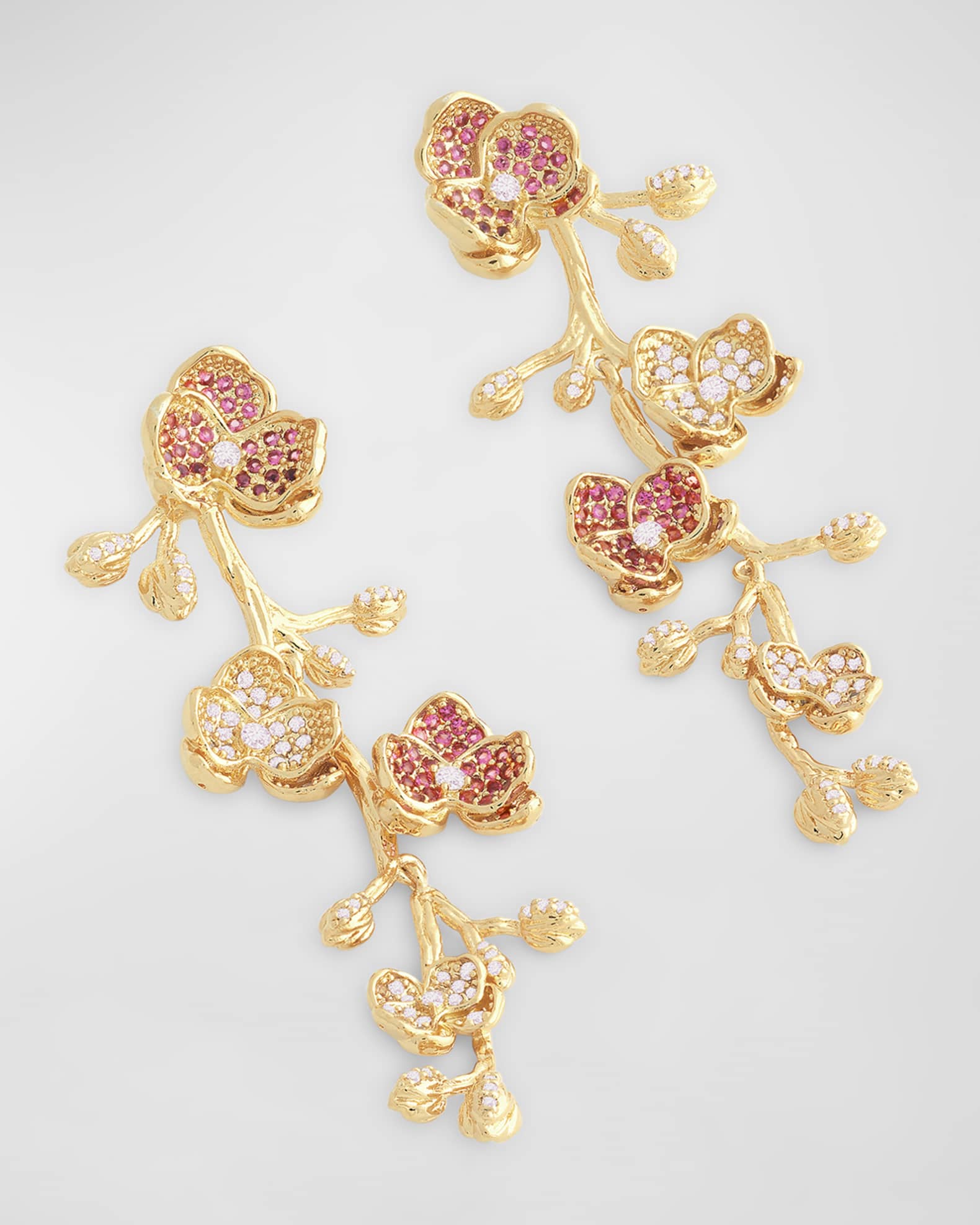 Anabel Aram Jewelry Orchid Pave Dangle Earrings | Neiman Marcus