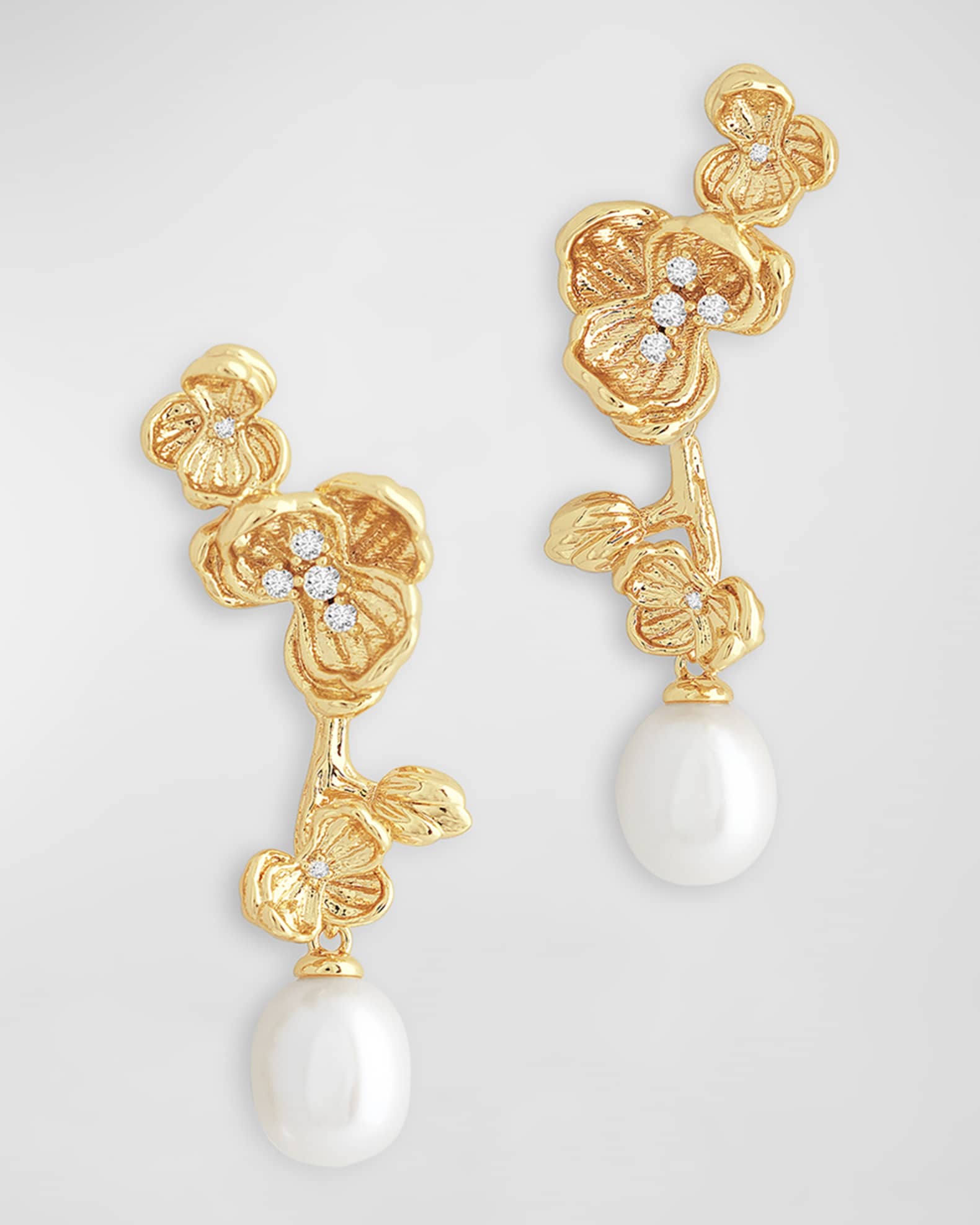 Anabel Aram Jewelry Orchid Pearl Drop Earrings | Neiman Marcus