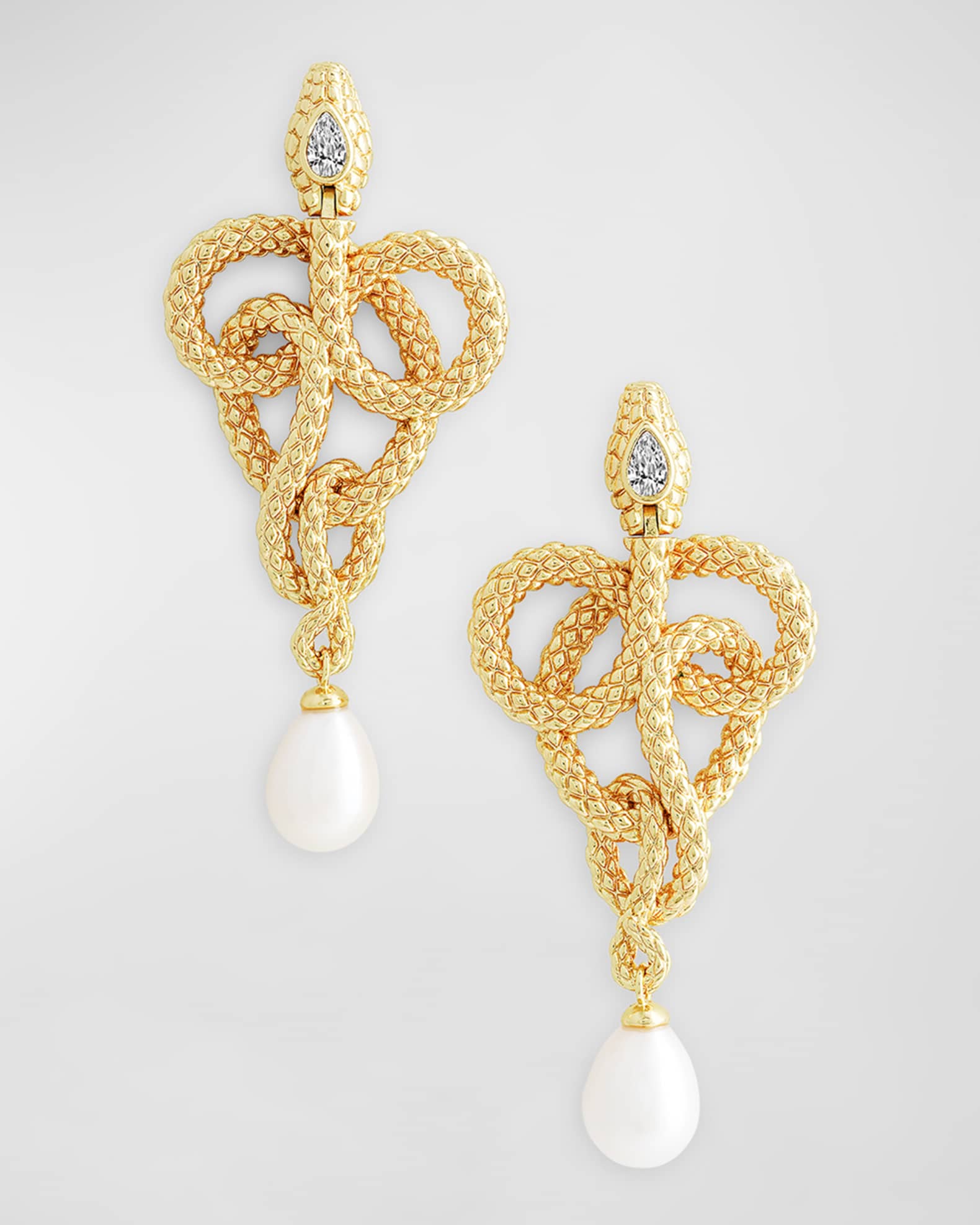 Anabel Aram Jewelry Serpent Pearl Drop Earrings | Neiman Marcus