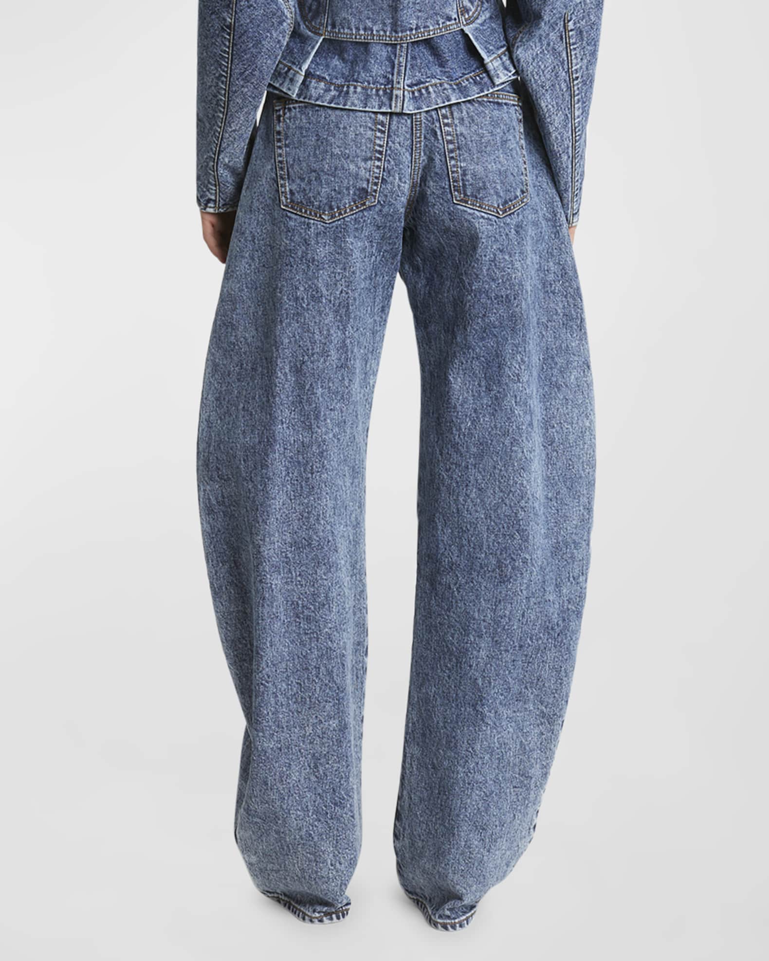 ALAIA Rounded Leg Denim Pants | Neiman Marcus