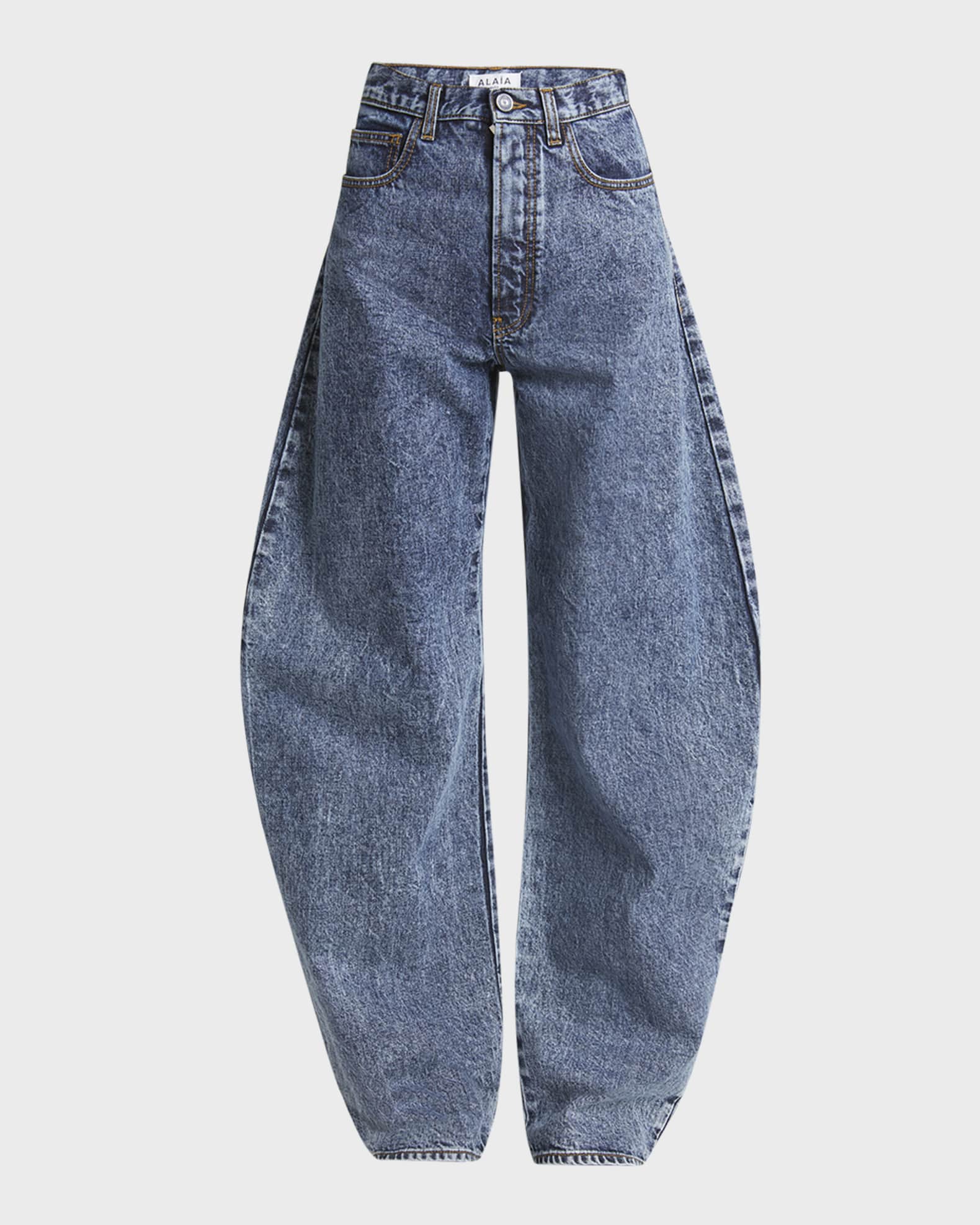 ALAIA Rounded Leg Denim Pants | Neiman Marcus
