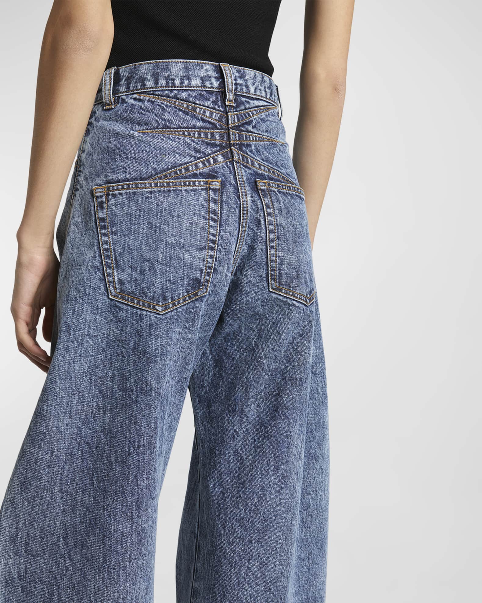 ALAIA Rounded Leg Denim Pants | Neiman Marcus