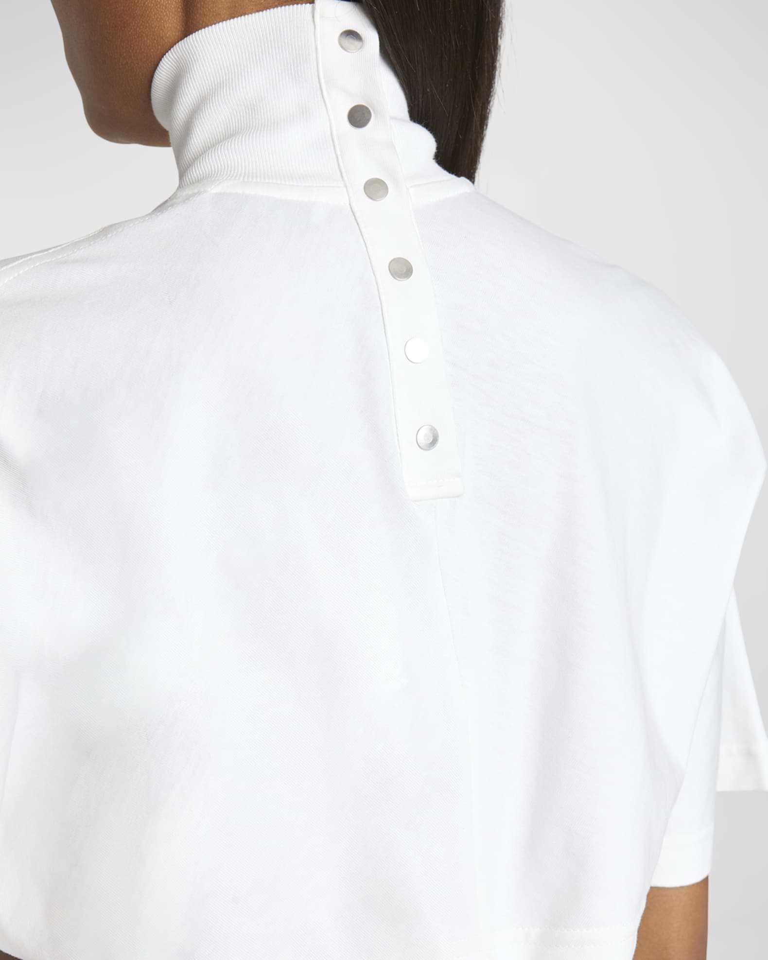 ALAIA High-Neck Cropped T-Shirt | Neiman Marcus