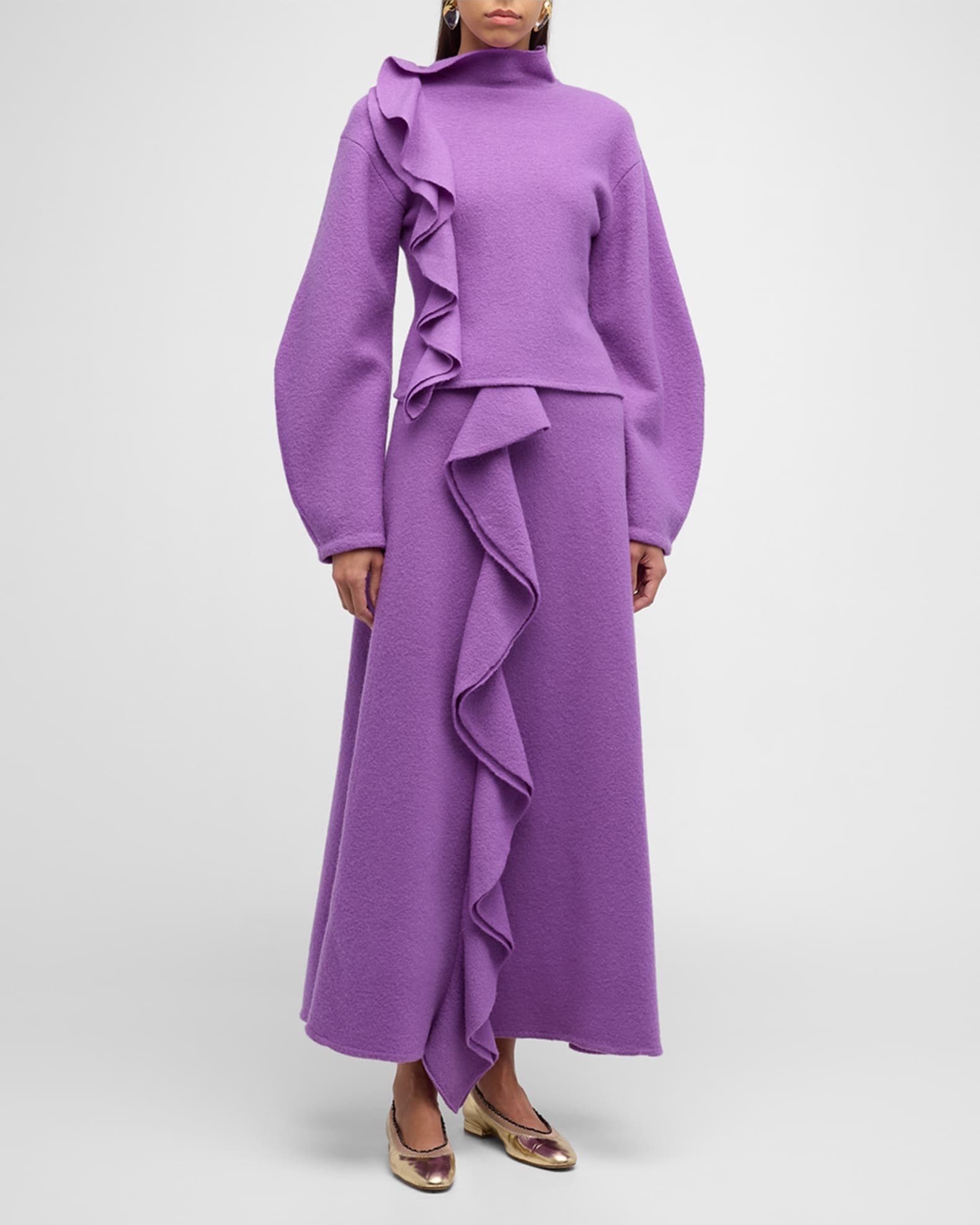 Ulla Johnson Corinna Ruffled Wool Pullover Sweater | Neiman Marcus