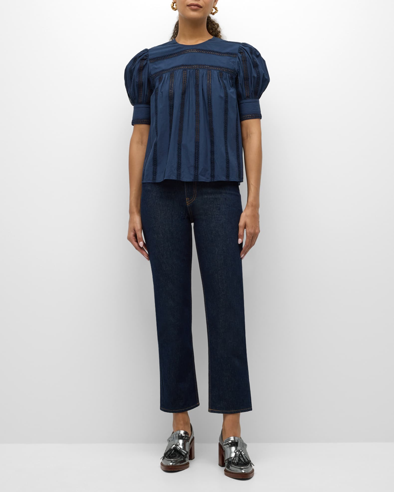 Ulla Johnson The Agnes Cropped Straight-Leg Denim Jeans | Neiman Marcus