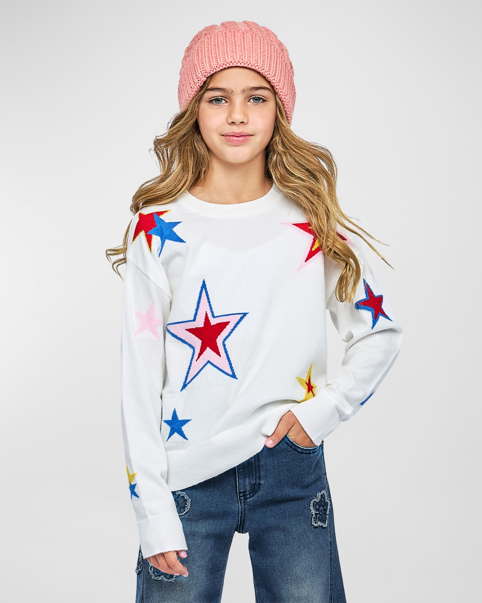 Hannah Banana Girl's Multicolor Star-Print Sweater, Size 4-14 | Neiman ...