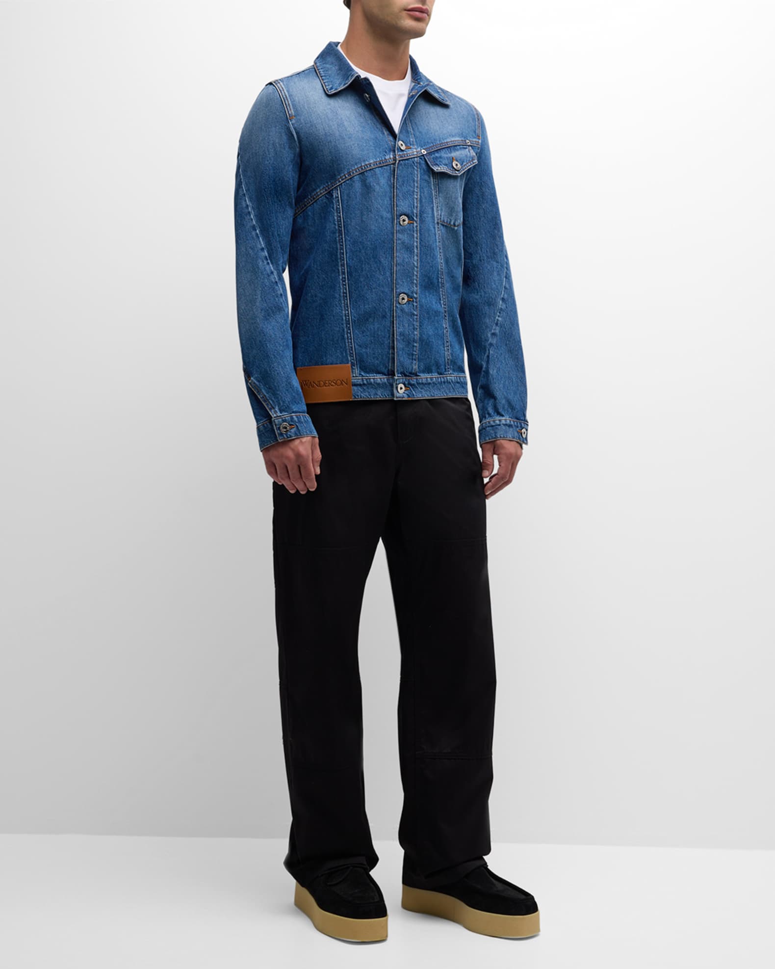 JW Anderson Men's Anchor Twisted Denim Jacket | Neiman Marcus