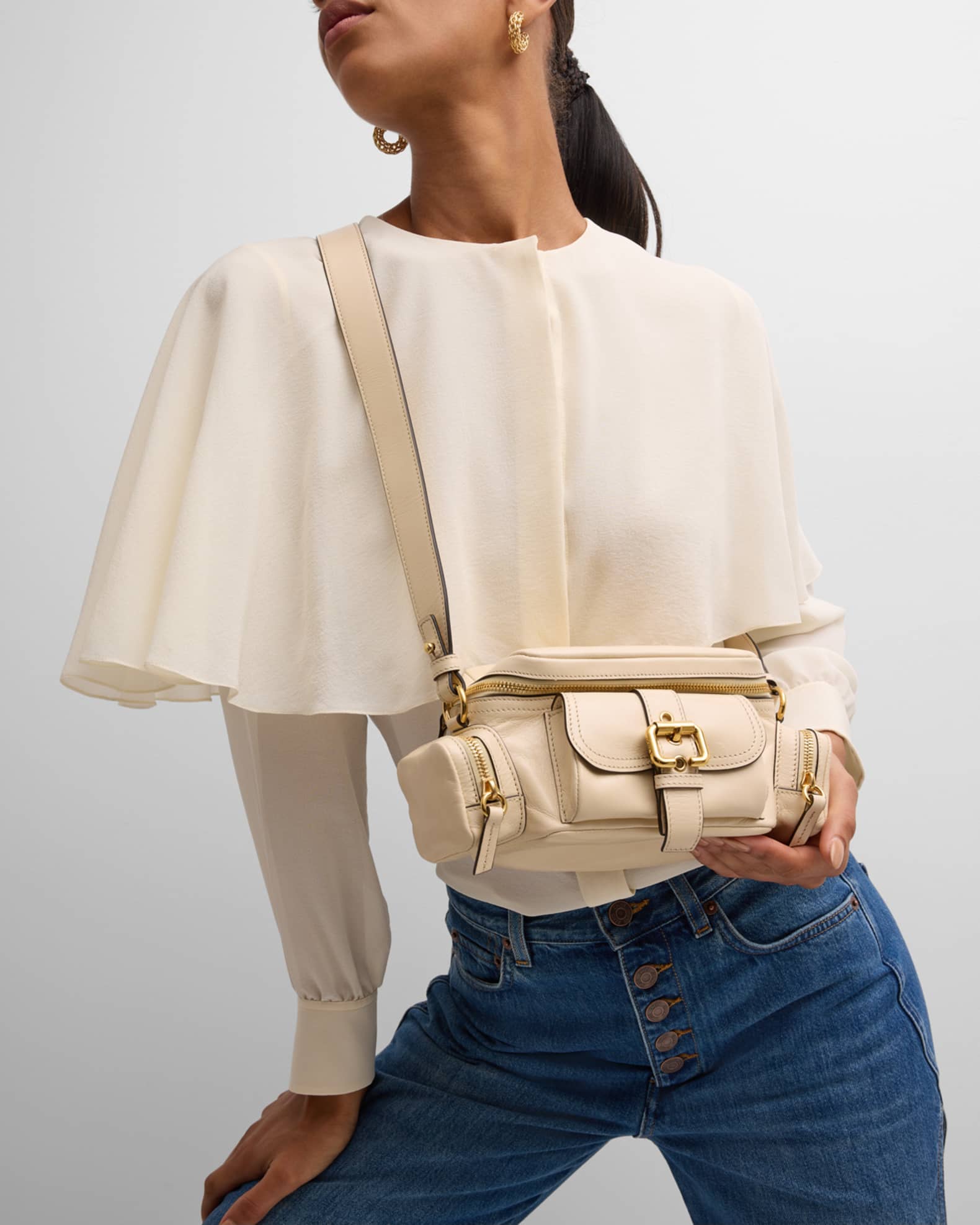 Chloe Camera Bag Small in Natural Shiny Calfskin | Neiman Marcus