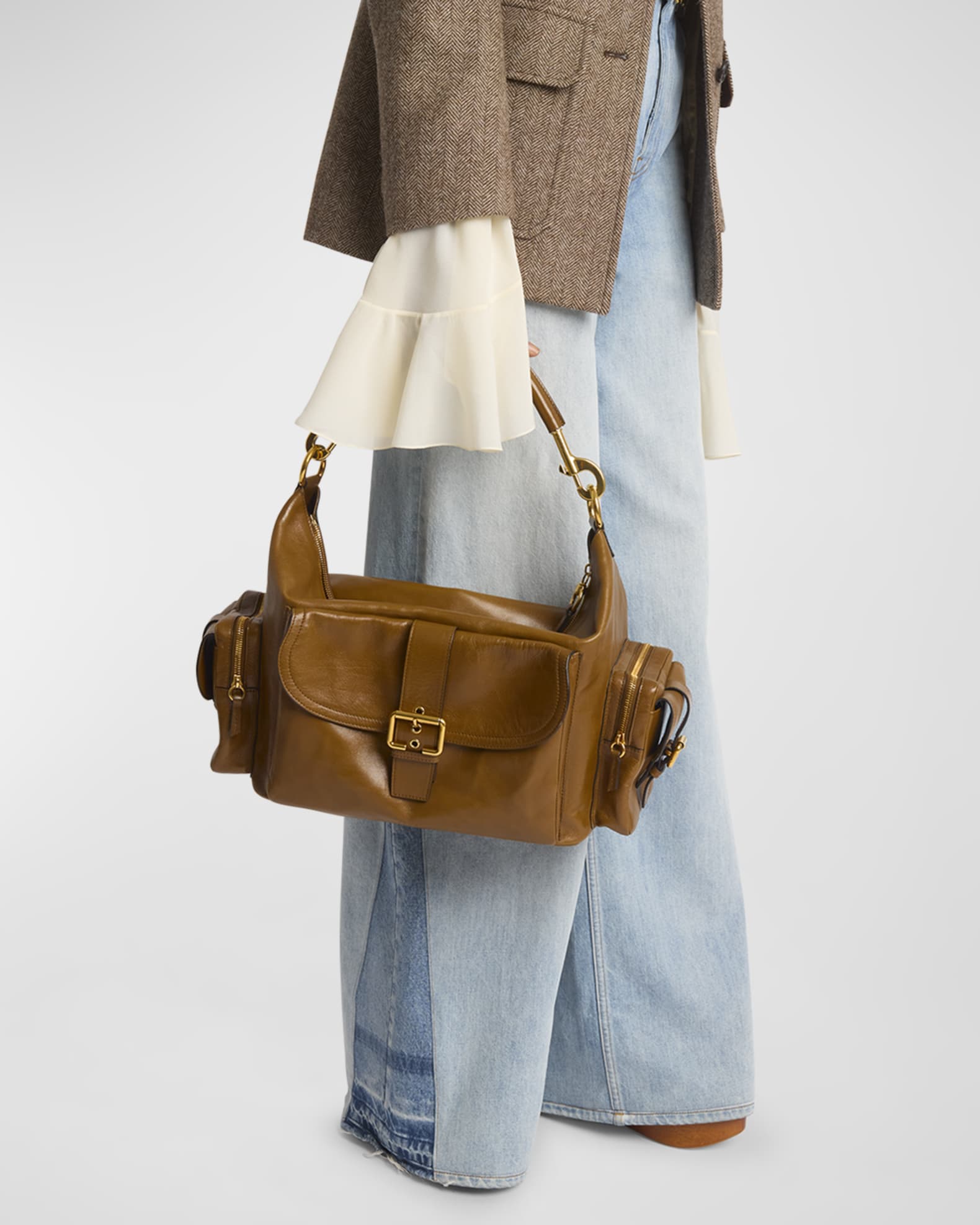 Chloe Camera Bag Large in Natural Shiny Calfskin | Neiman Marcus