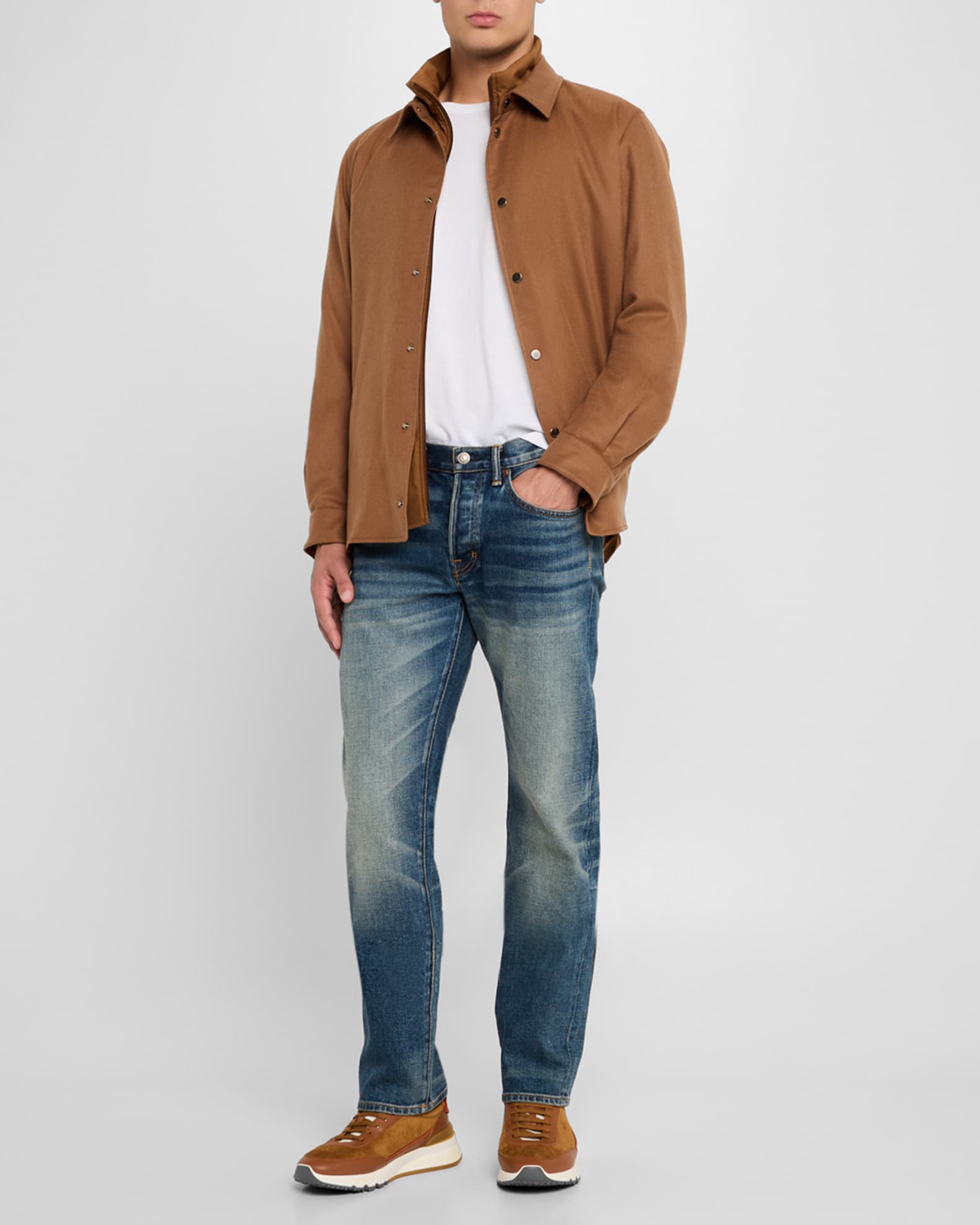 Colombo Men's Cashmere Overshirt with Bib | Neiman Marcus