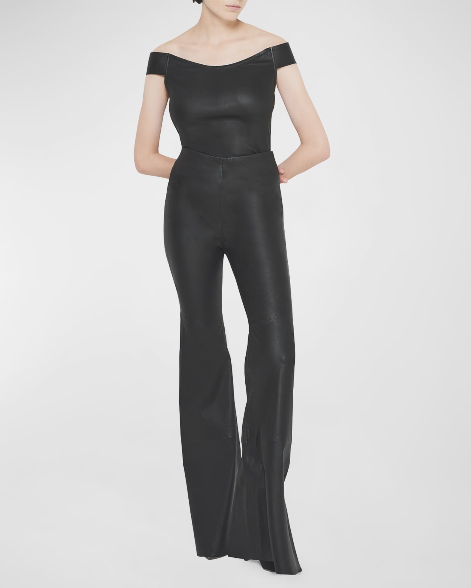 AS by DF Kat Stretch Leather Bell Leggings | Neiman Marcus
