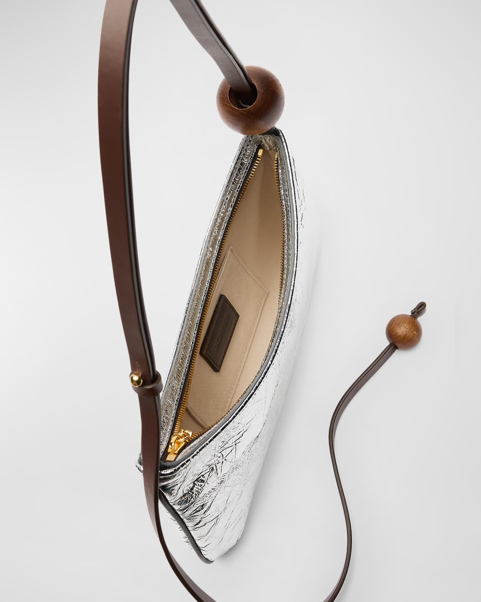 Jacquemus Le Bisou Perle Metallic Leather Shoulder Bag | Neiman Marcus