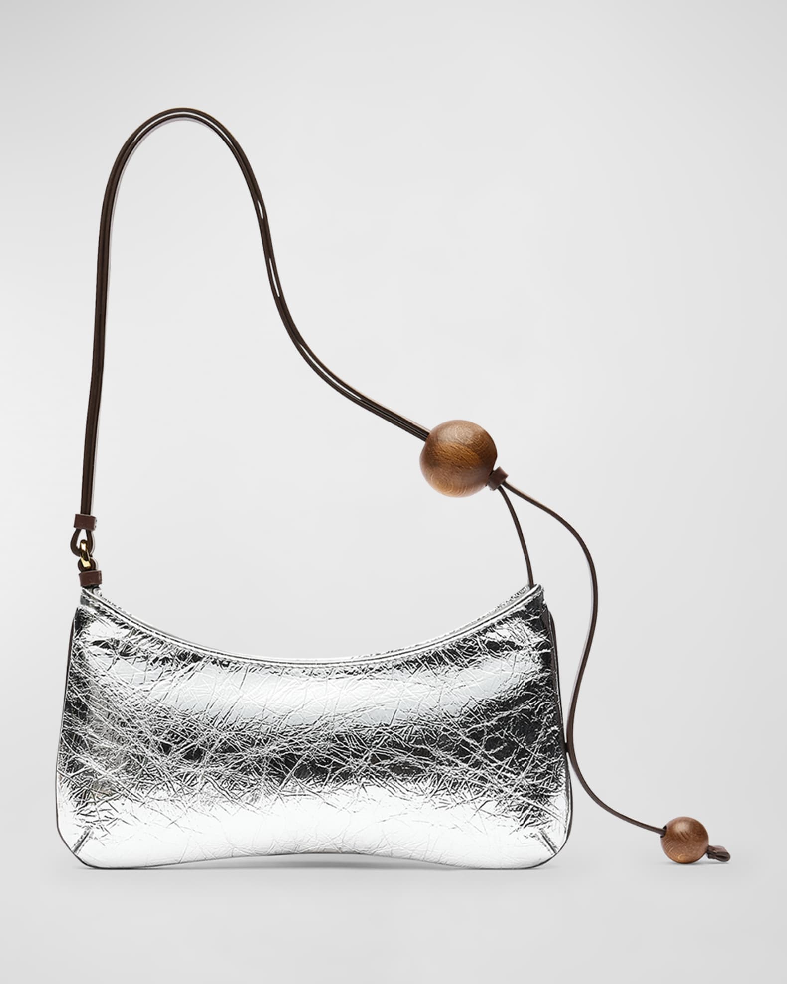 Jacquemus Le Bisou Perle Metallic Leather Shoulder Bag | Neiman Marcus
