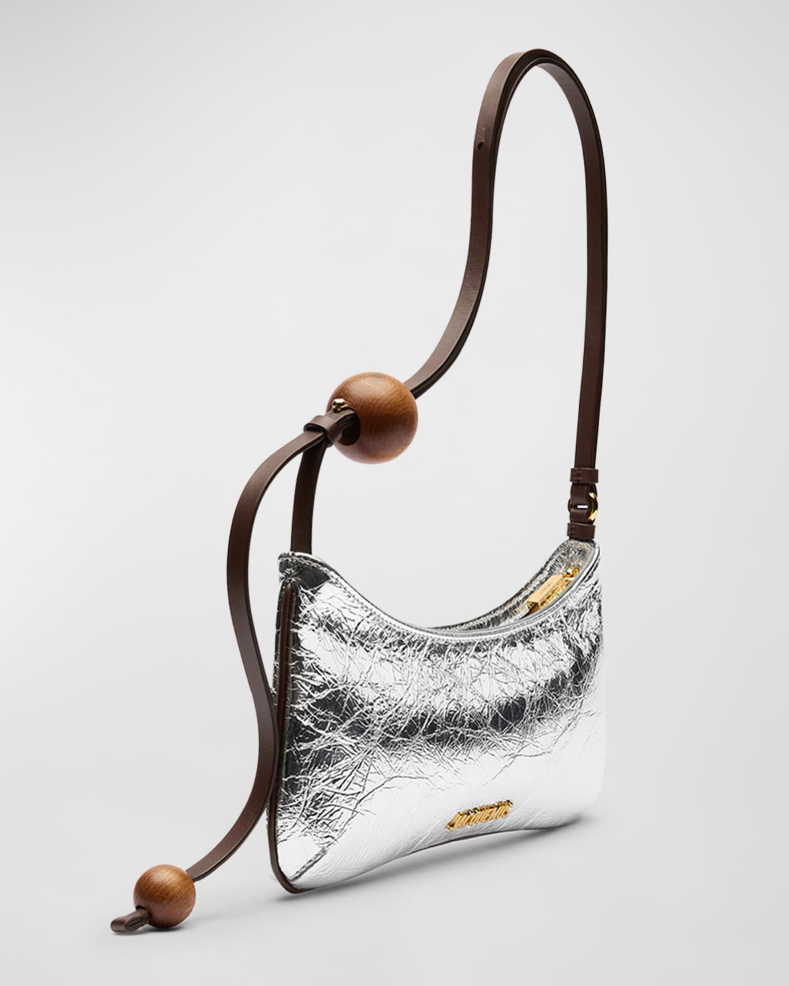Jacquemus Le Bisou Perle Metallic Leather Shoulder Bag | Neiman Marcus