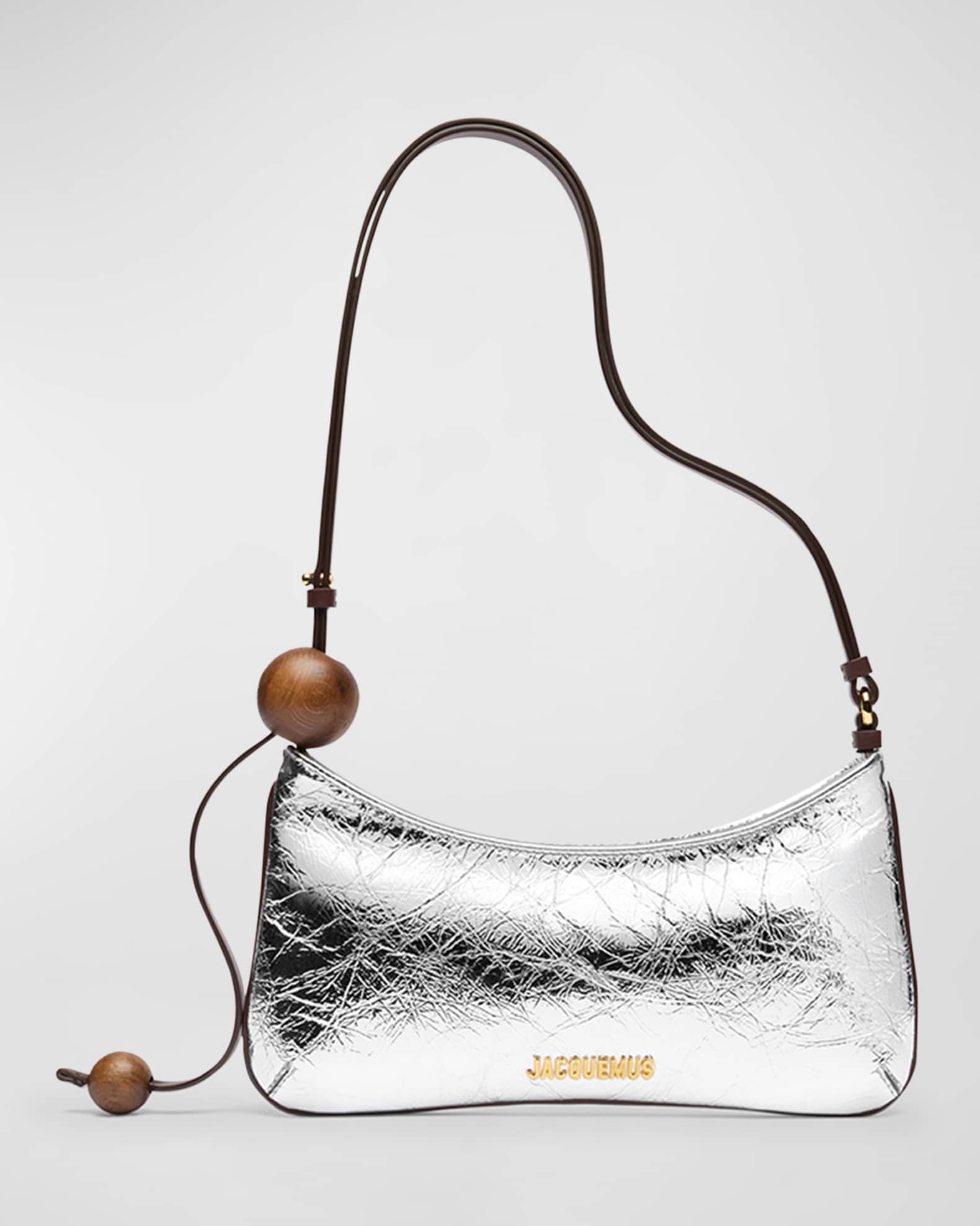 Jacquemus Le Bisou Perle Metallic Leather Shoulder Bag | Neiman Marcus