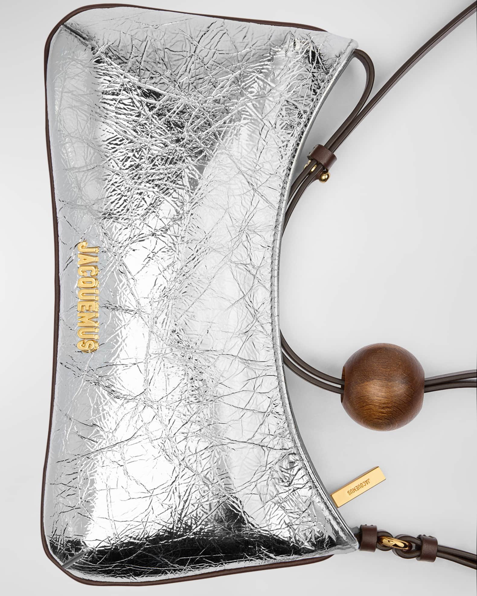 Jacquemus Le Bisou Perle Metallic Leather Shoulder Bag | Neiman Marcus
