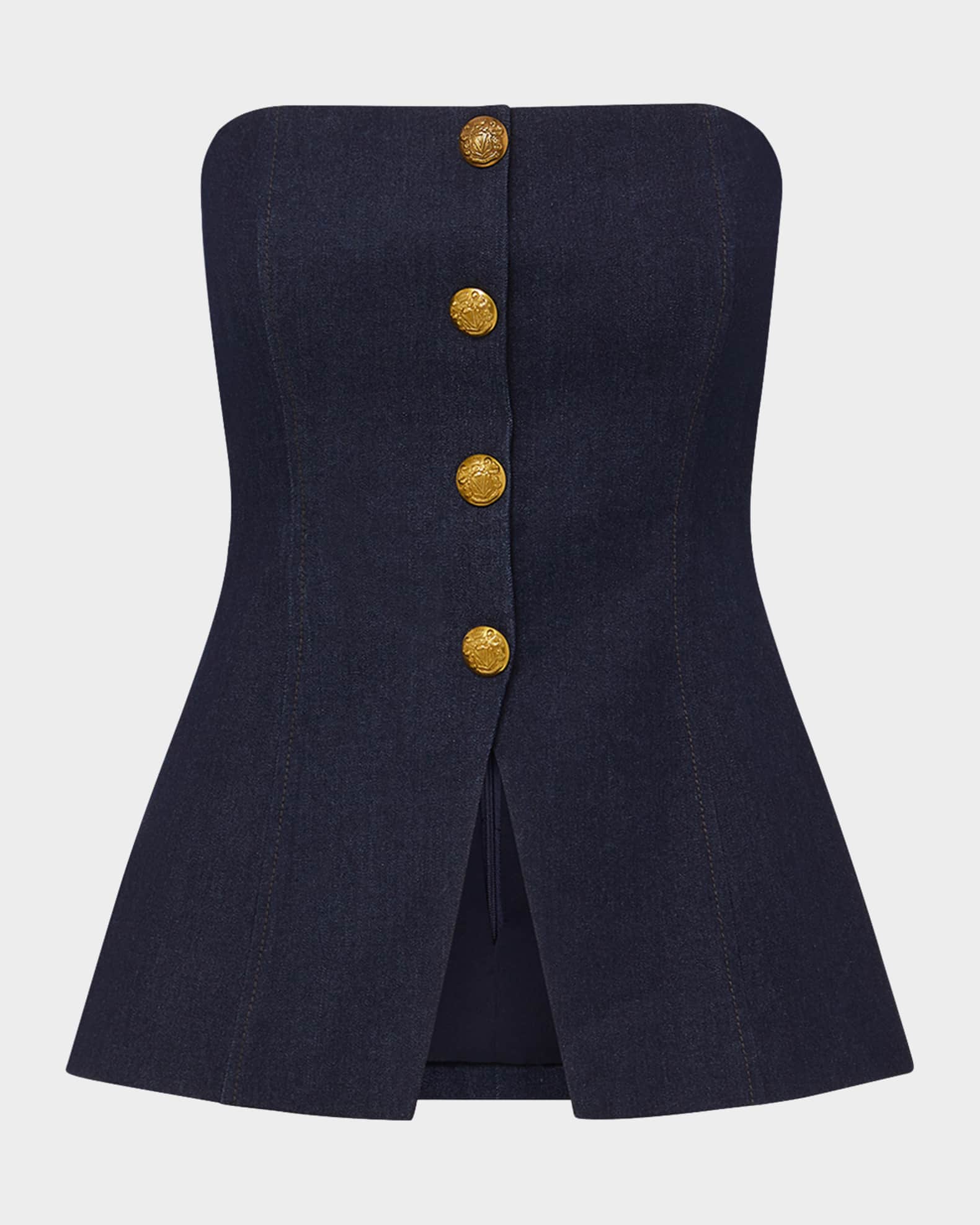 Veronica Beard Forman Strapless Denim Top | Neiman Marcus