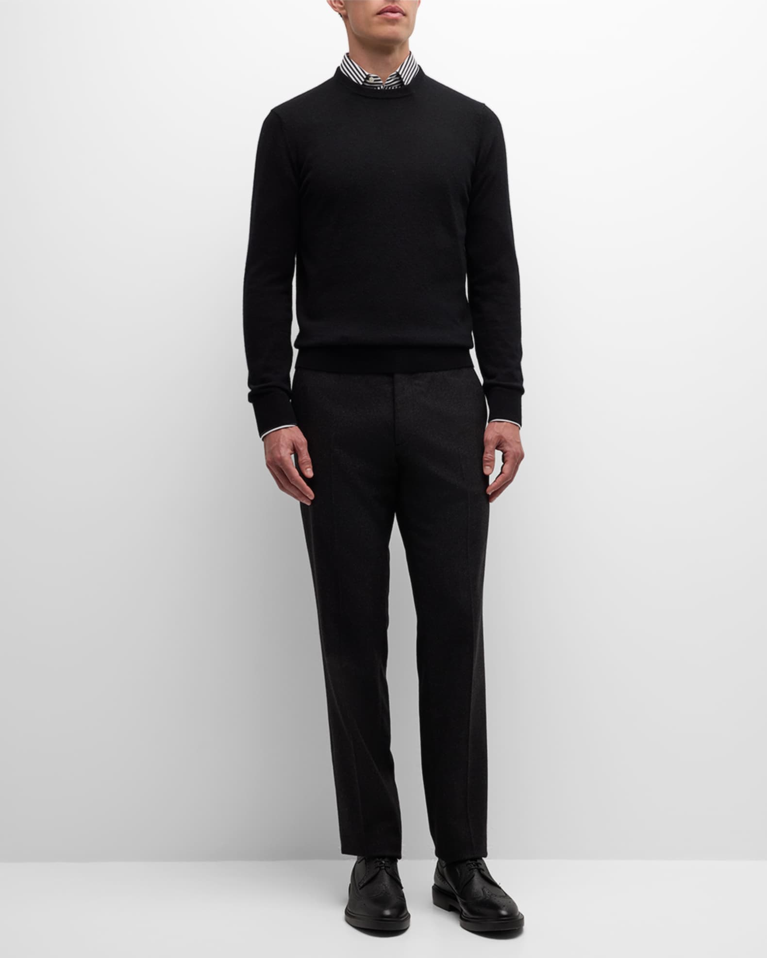 Neiman Marcus Mens Solid Cashmere Crewneck Sweater Neiman Marcus