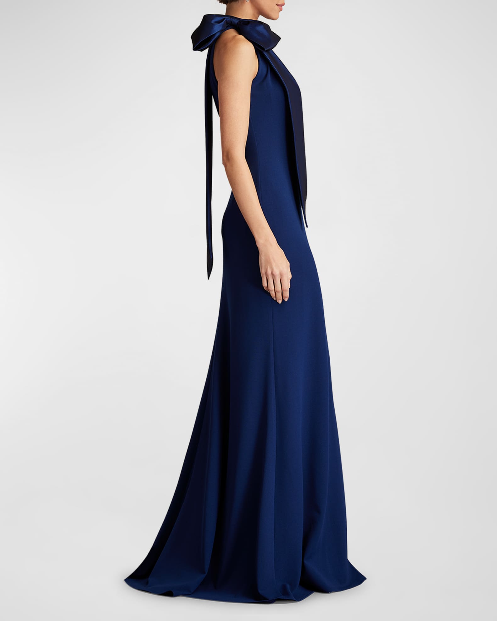 Tadashi Shoji Sleeveless Mock-Neck Bow Gown | Neiman Marcus