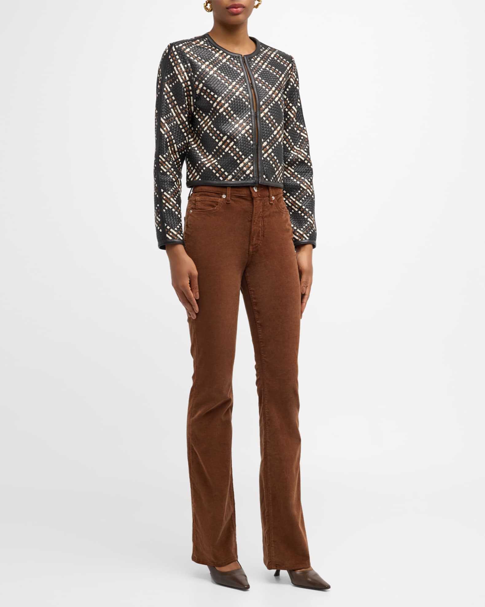 Veronica Beard Cassandra Woven Leather Jacket | Neiman Marcus