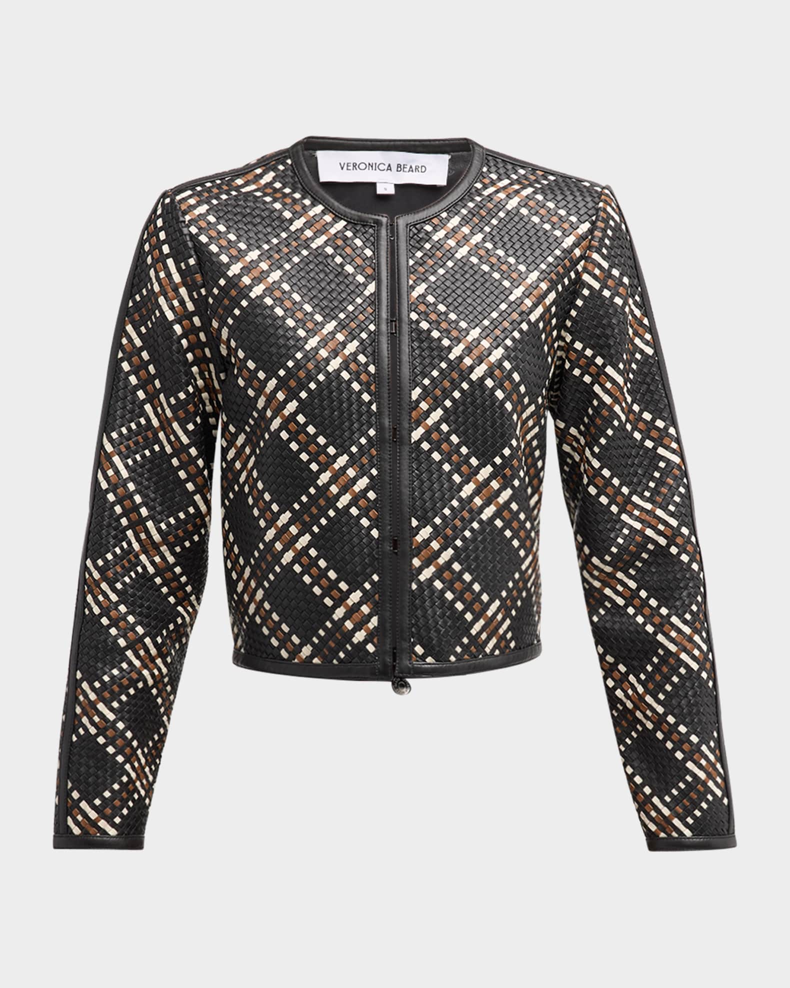 Veronica Beard Cassandra Woven Leather Jacket | Neiman Marcus