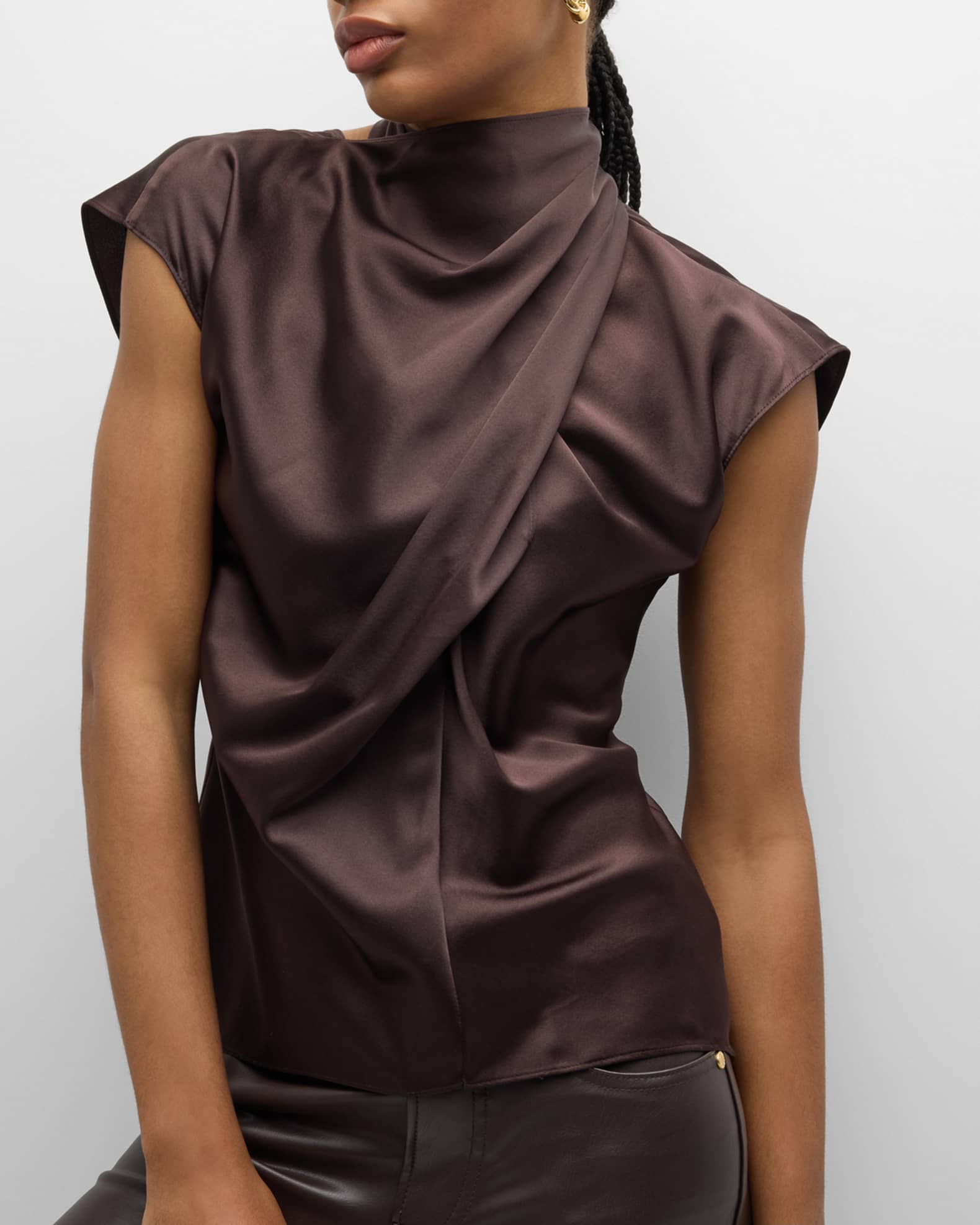 Veronica Beard Leilany Draped Tie-Back Top | Neiman Marcus