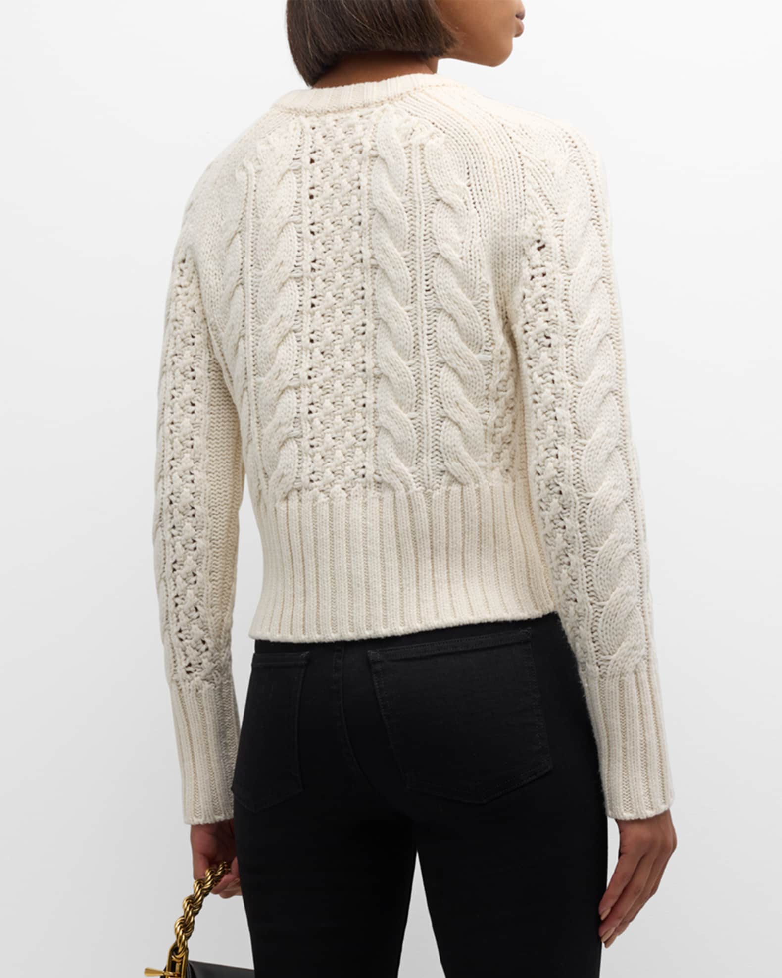 Veronica Beard Christina Cable-Knit Bow Sweater | Neiman Marcus