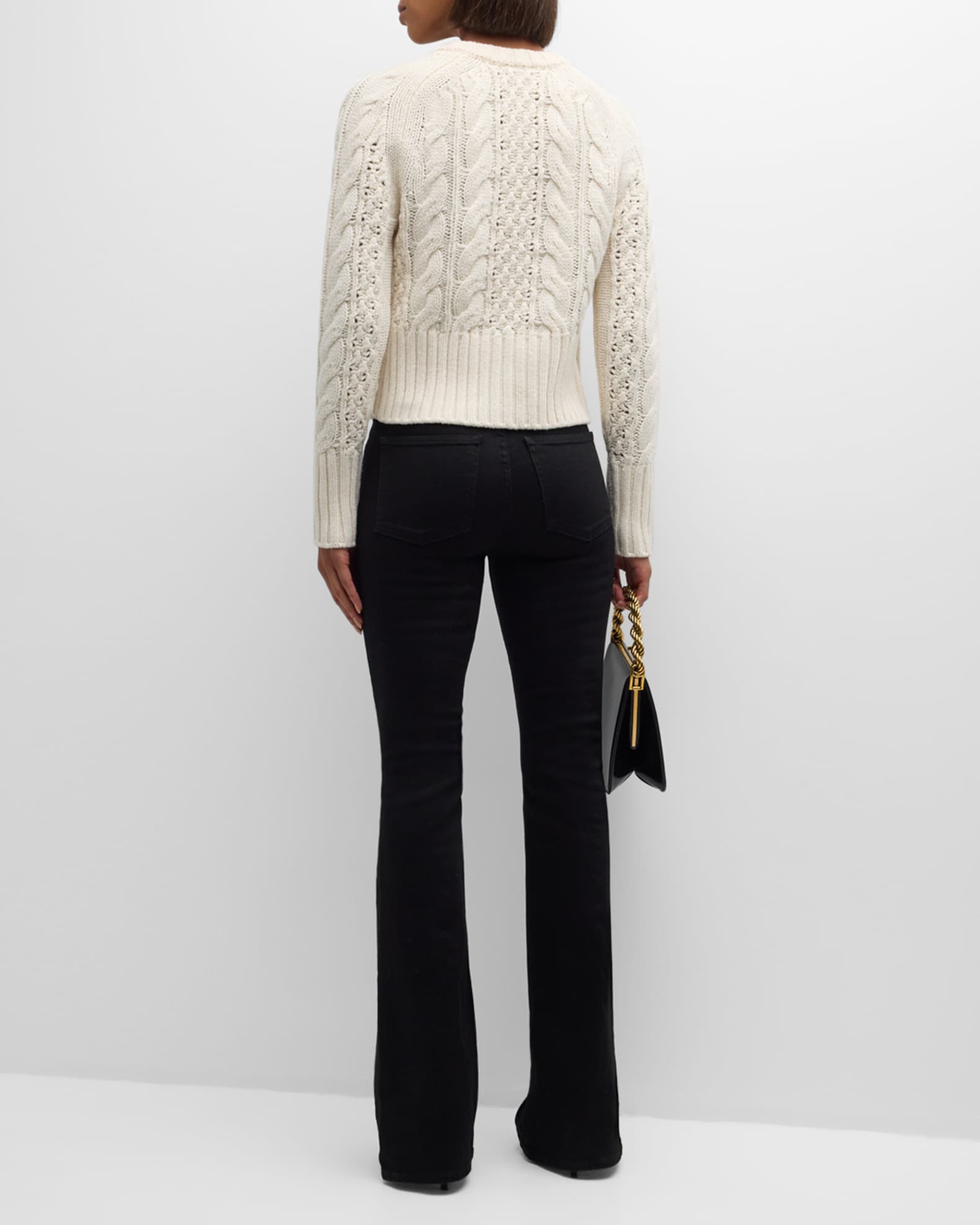 Veronica Beard Christina Cable-Knit Bow Sweater | Neiman Marcus