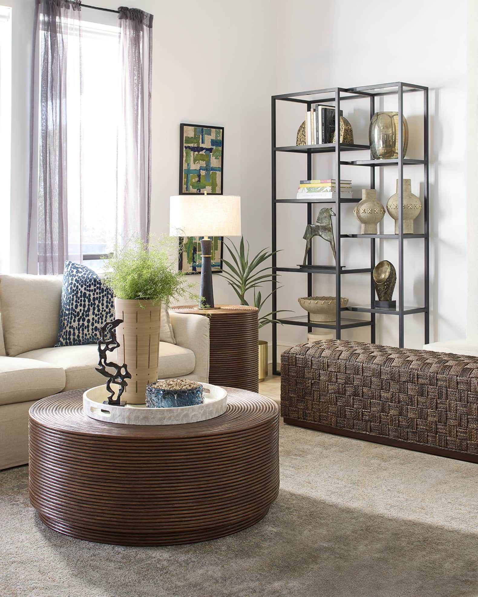 Piper Rattan Side Table | Neiman Marcus