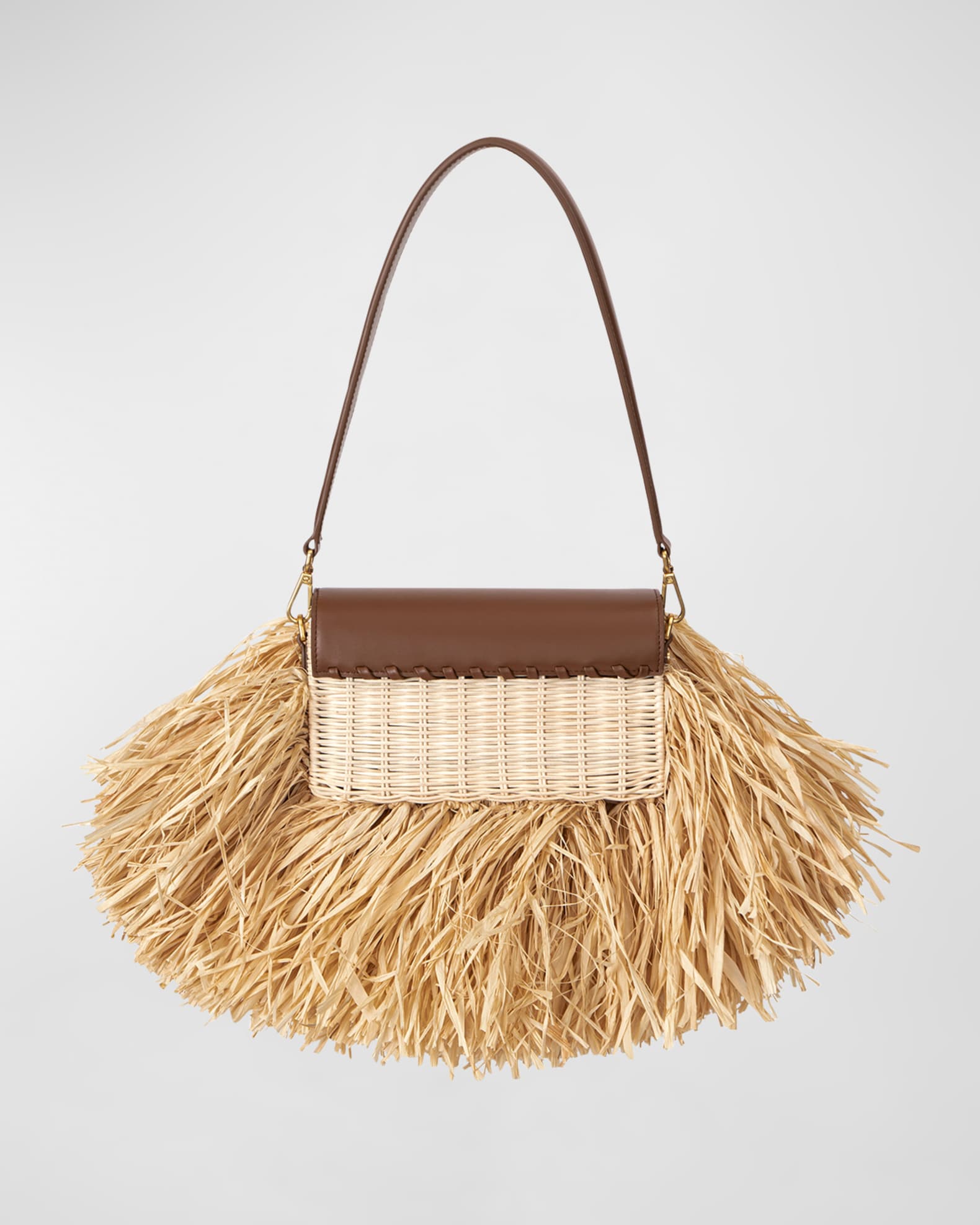 Brandon Blackwood Nia Medium Fringe Straw Crossbody Bag | Neiman Marcus