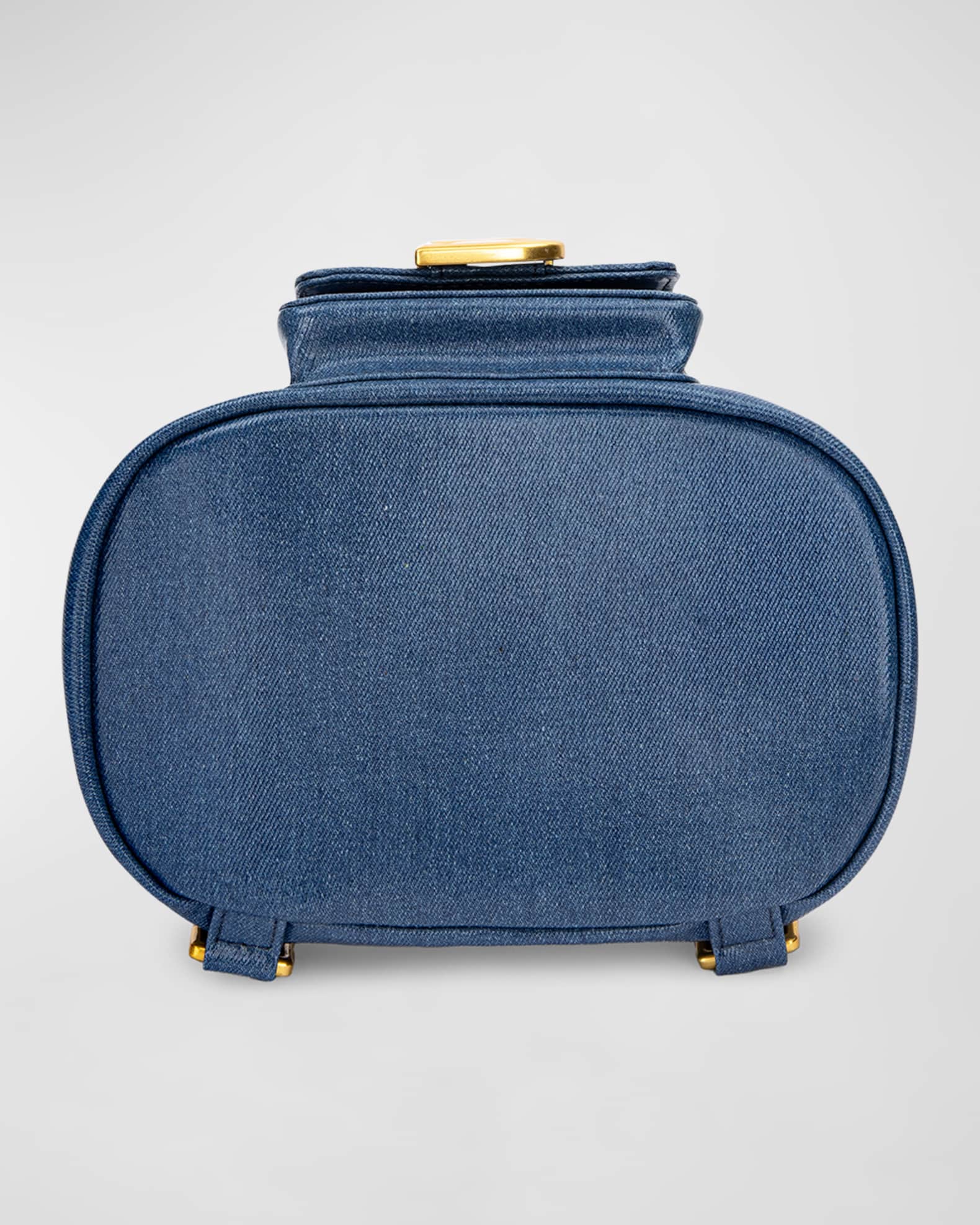 Brandon Blackwood Midori Patent Denim Leather Backpack | Neiman Marcus