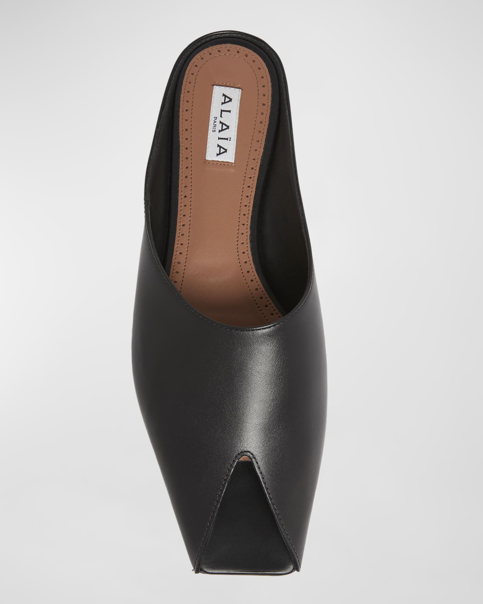 ALAIA Leather Peep-Toe Ballerina Mules | Neiman Marcus